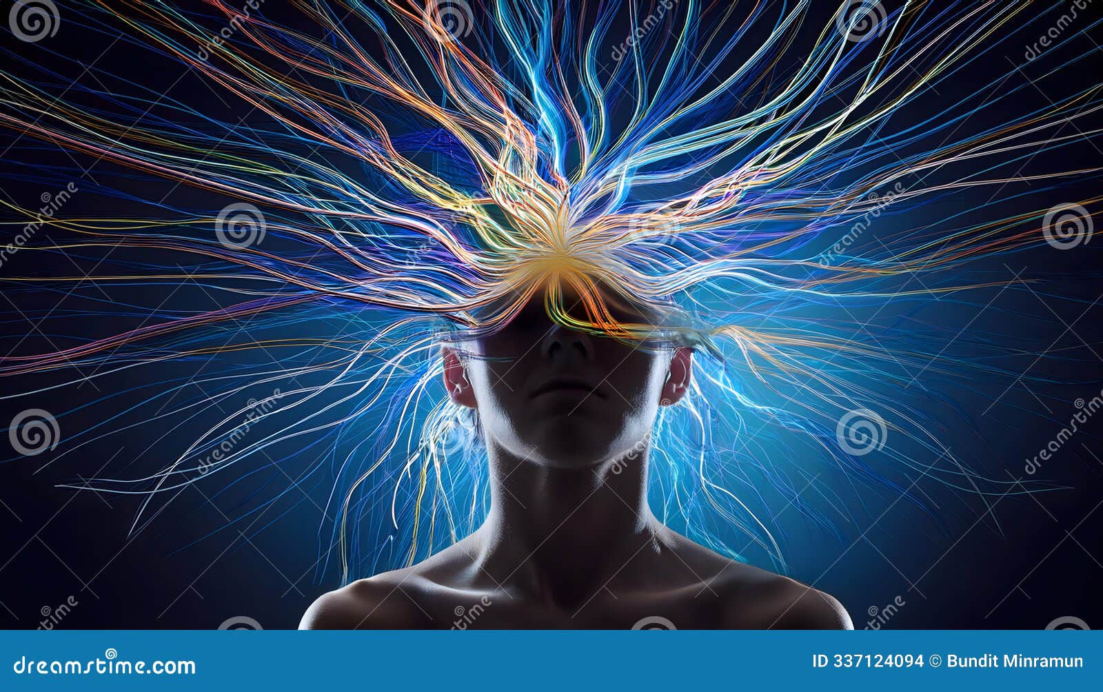 Women Head with Messy Burst Brain, Abstract Representation of a Chaotic ...