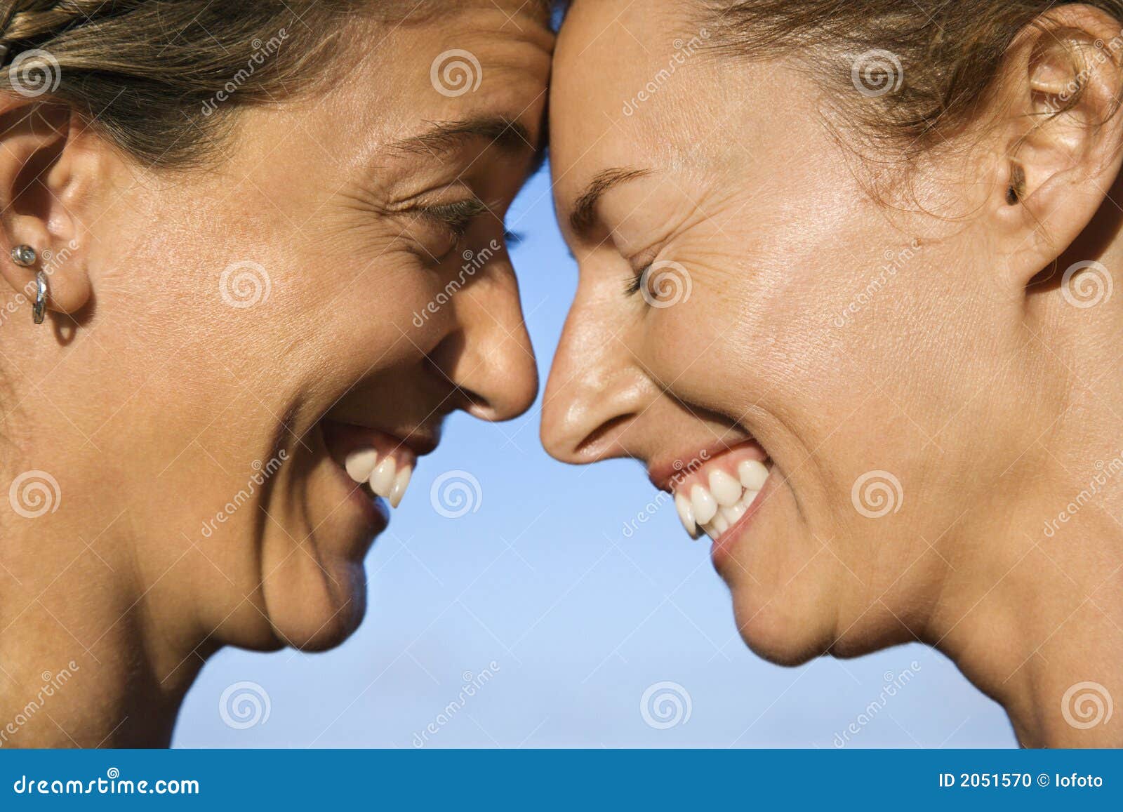 Women Head To Head Smiling. Stock Photo - Image of relationship ...