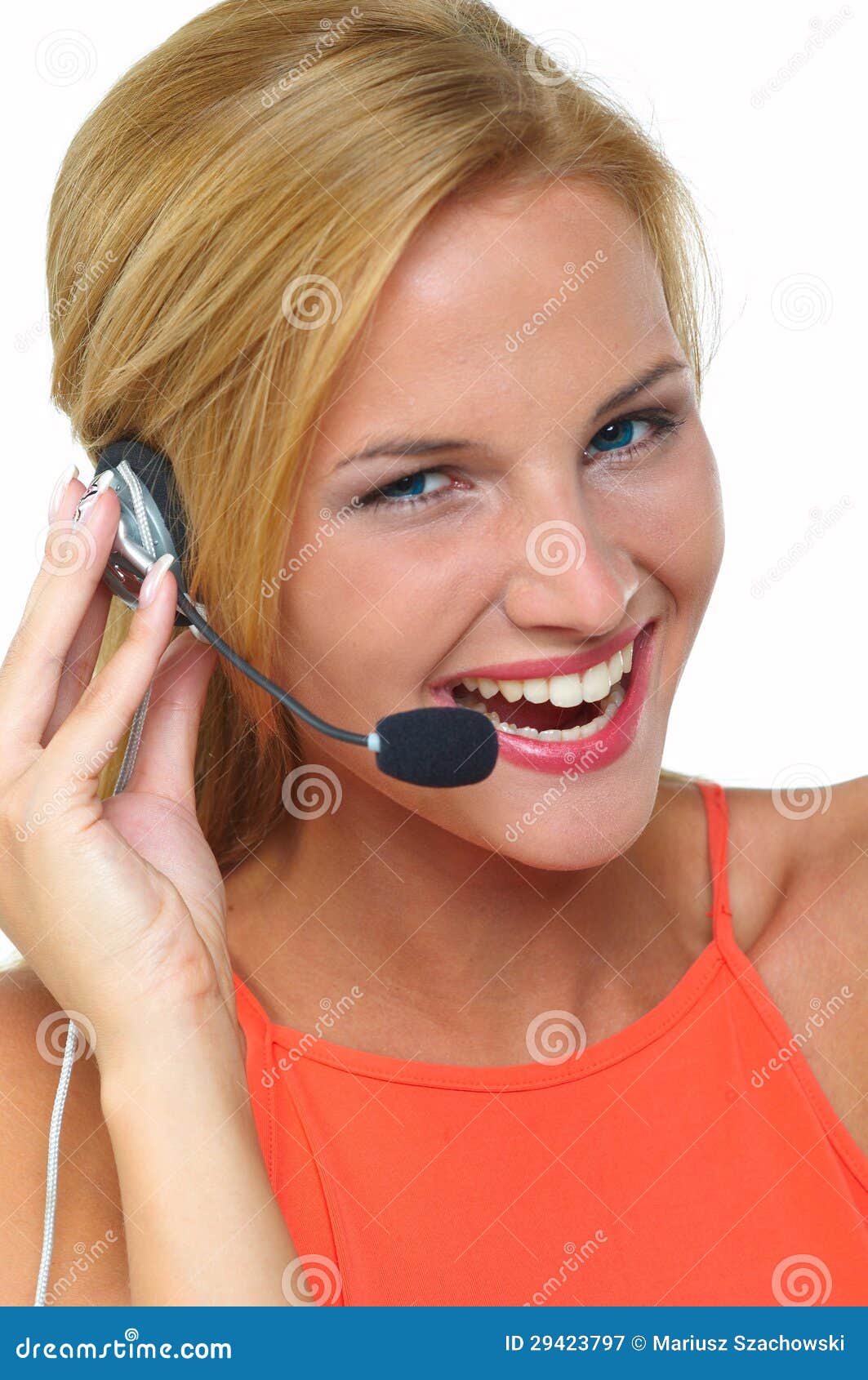 Women with headset stock image. Image of assistant, center - 29423797