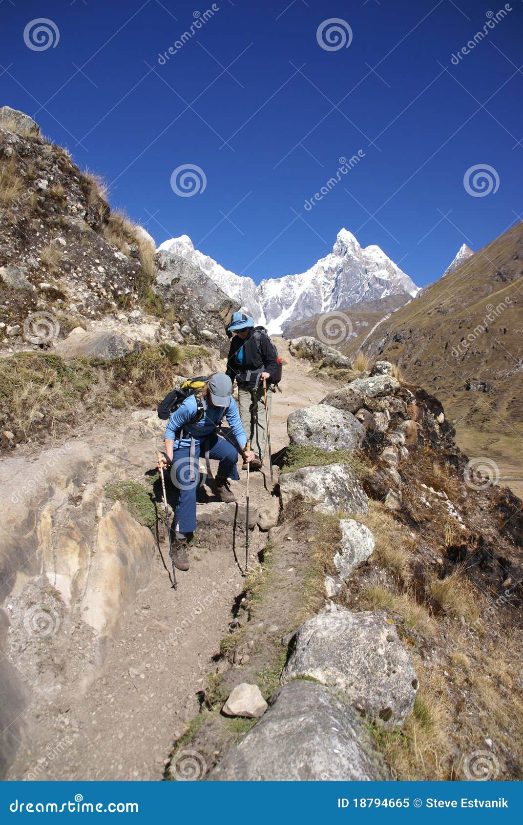 Women Hikers Descending Steep Trail Editorial Image - Image of female ...