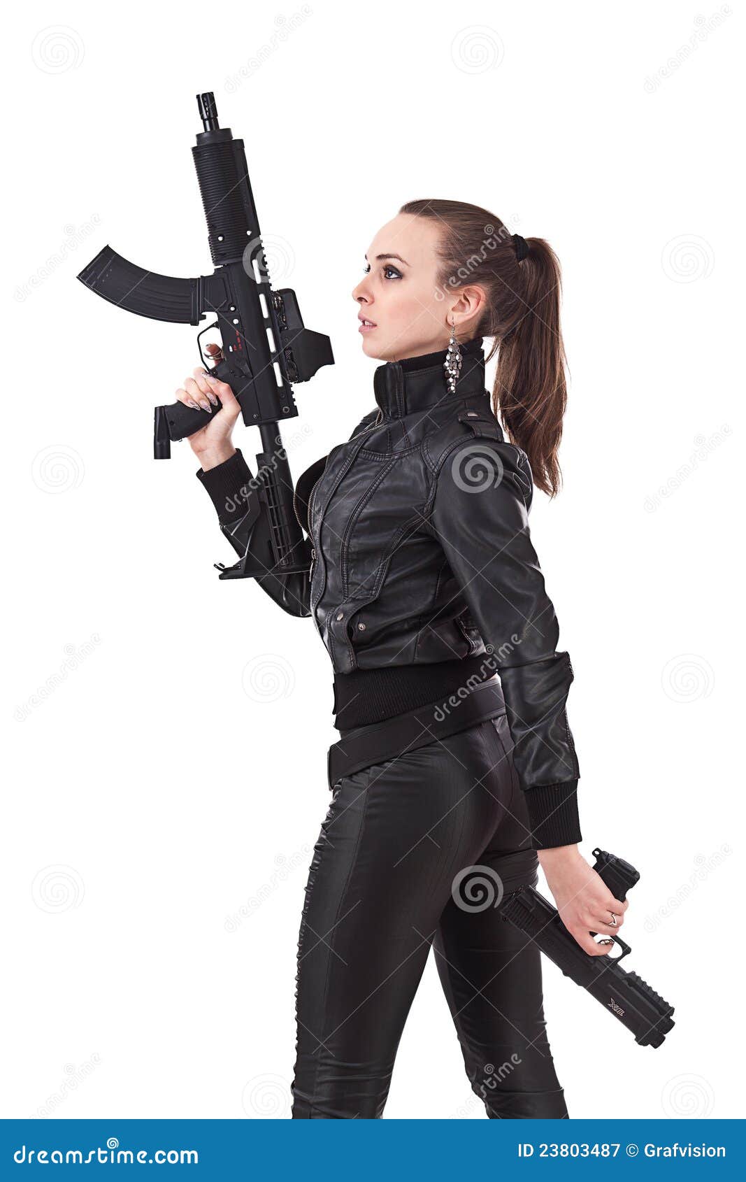 Women holding weapons stock image. Image of girl, isolated - 23803487