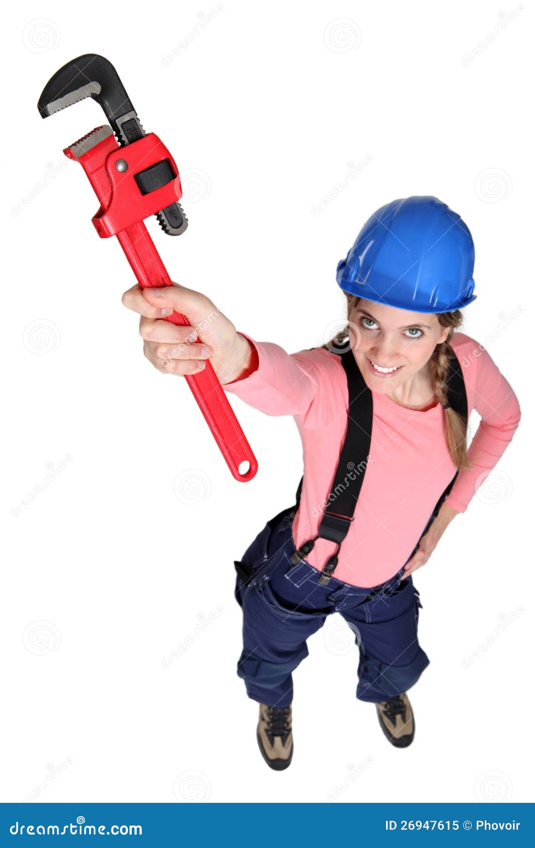 Women holding a wrench stock image. Image of close, clothes - 26947615