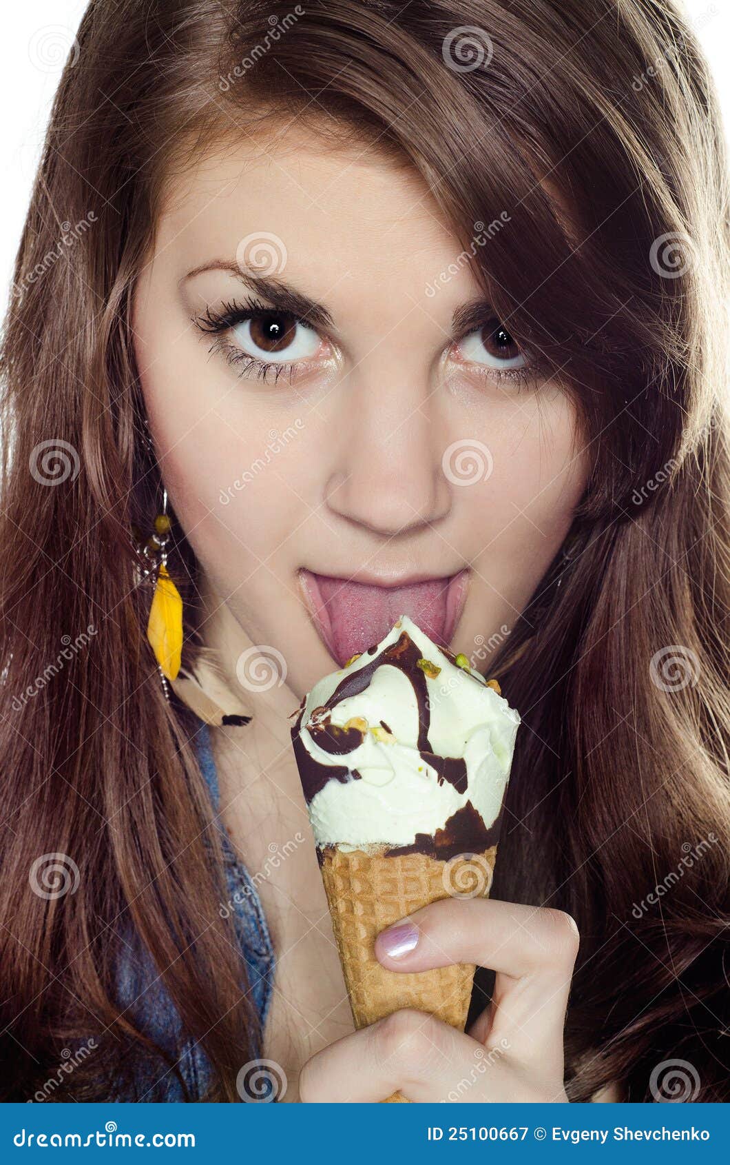 Women with Ice-cream, Isolated on White Stock Image - Image of sweet ...