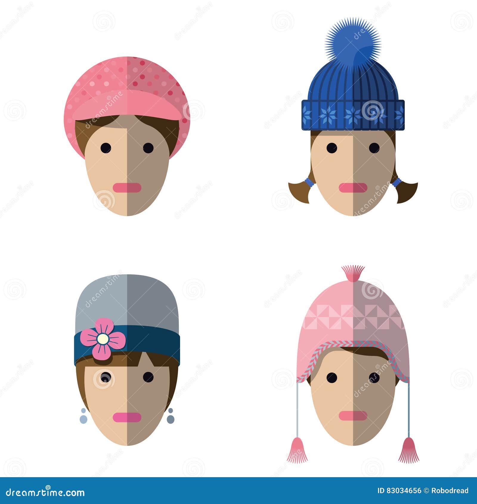 Women icons with wool hats stock vector. Illustration of drawing - 83034656