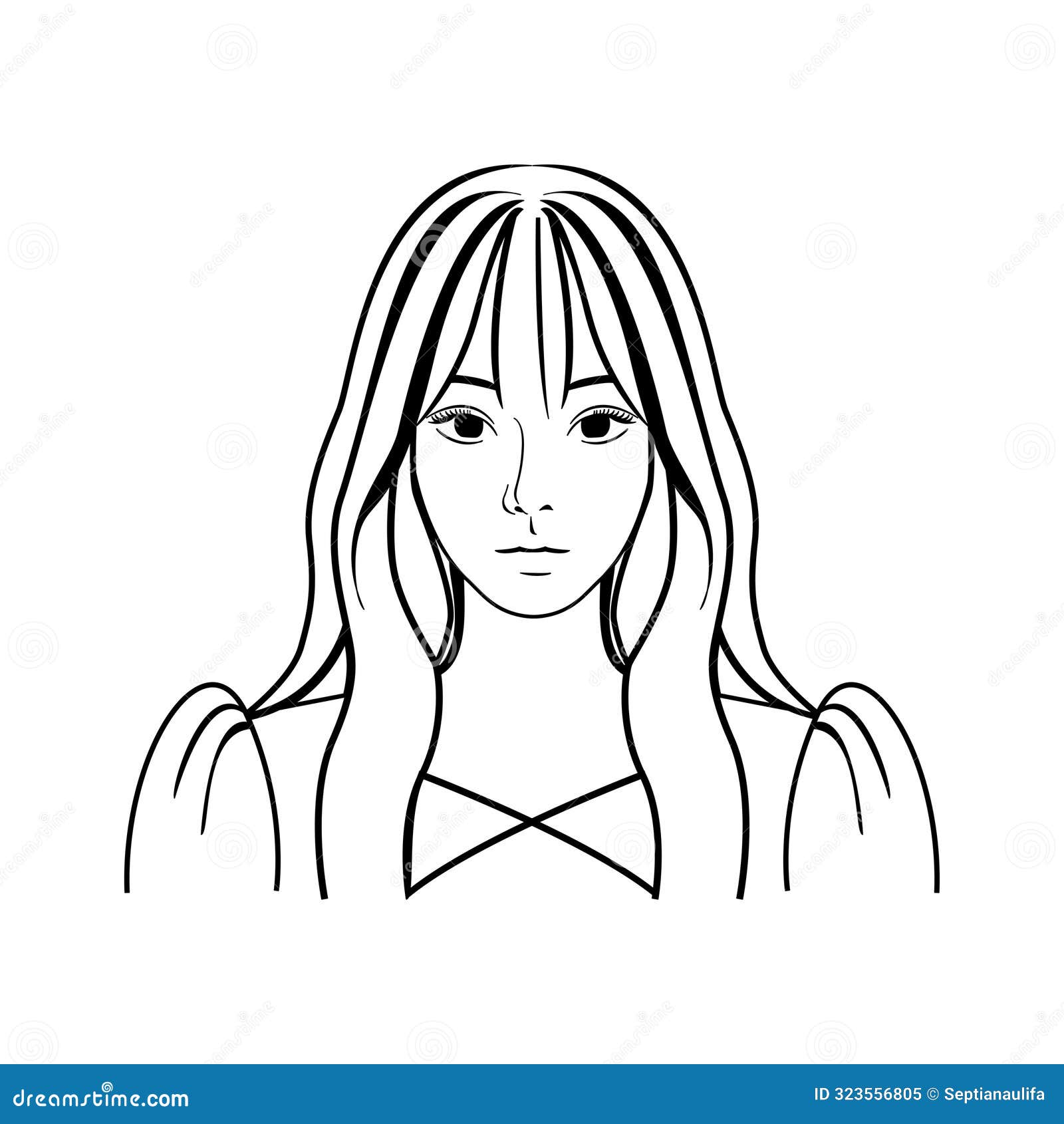 Sketch Realistic Lines Close-ups of Women S Faces. Black and White ...