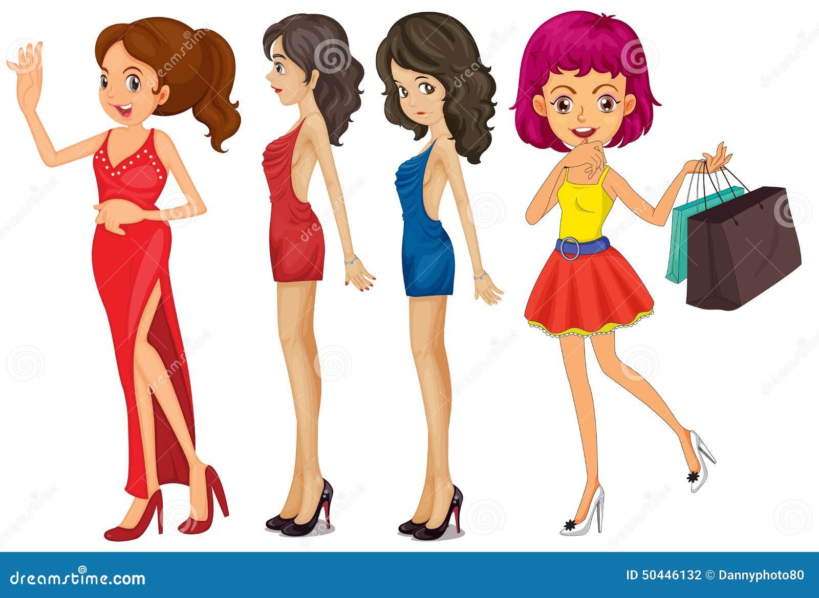 Women stock vector. Illustration of cartoon, bags, group - 50446132
