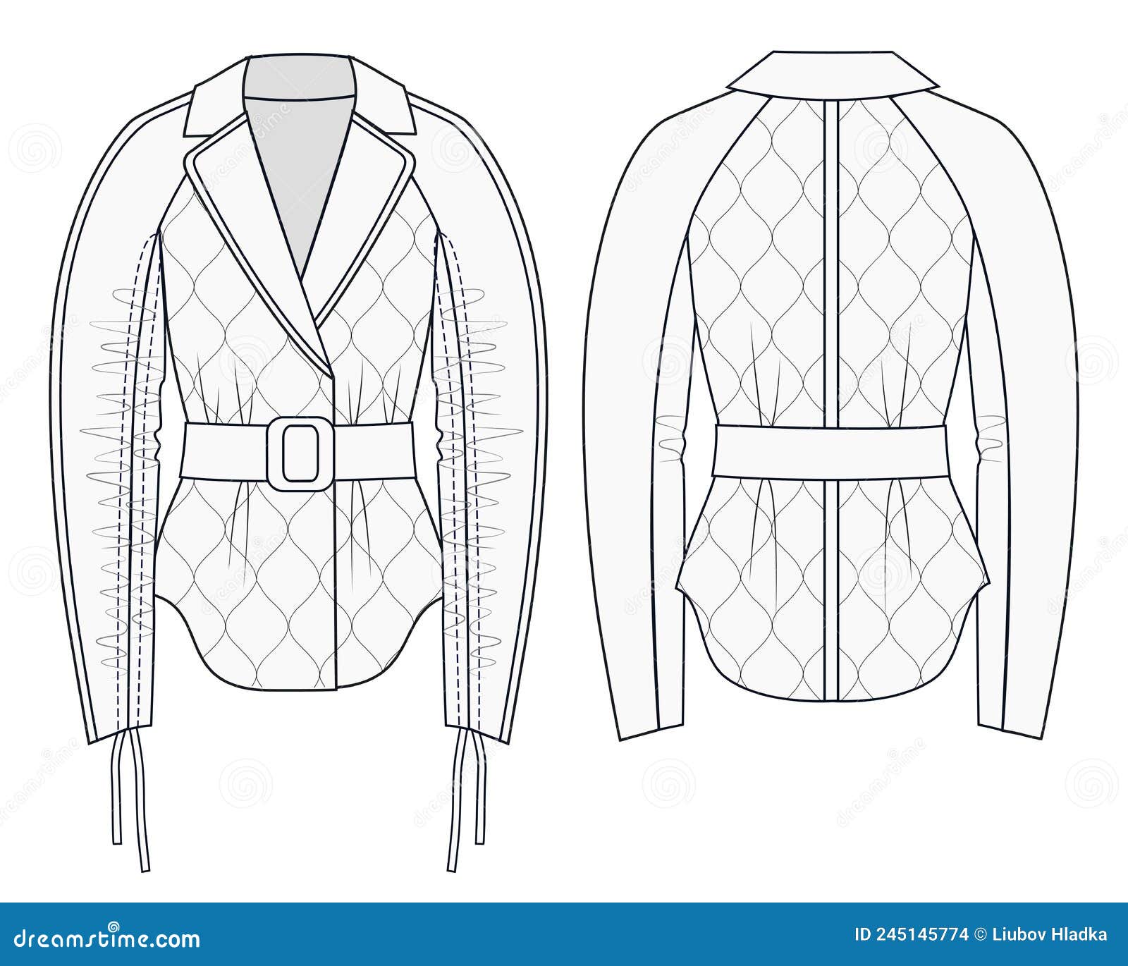 Women Jacket Fashion Flat Technical Drawing Template Coat Fashion