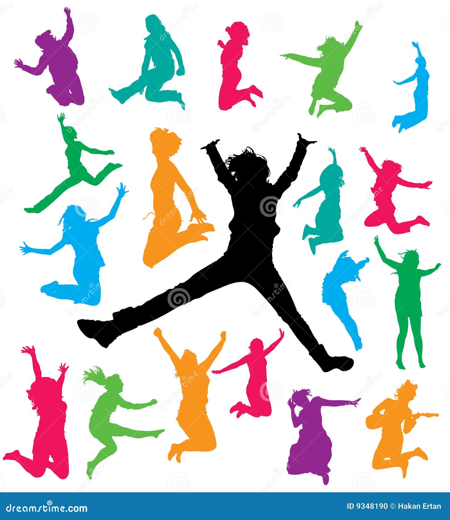 Women Jumping stock vector. Illustration of jump, colour - 9348190