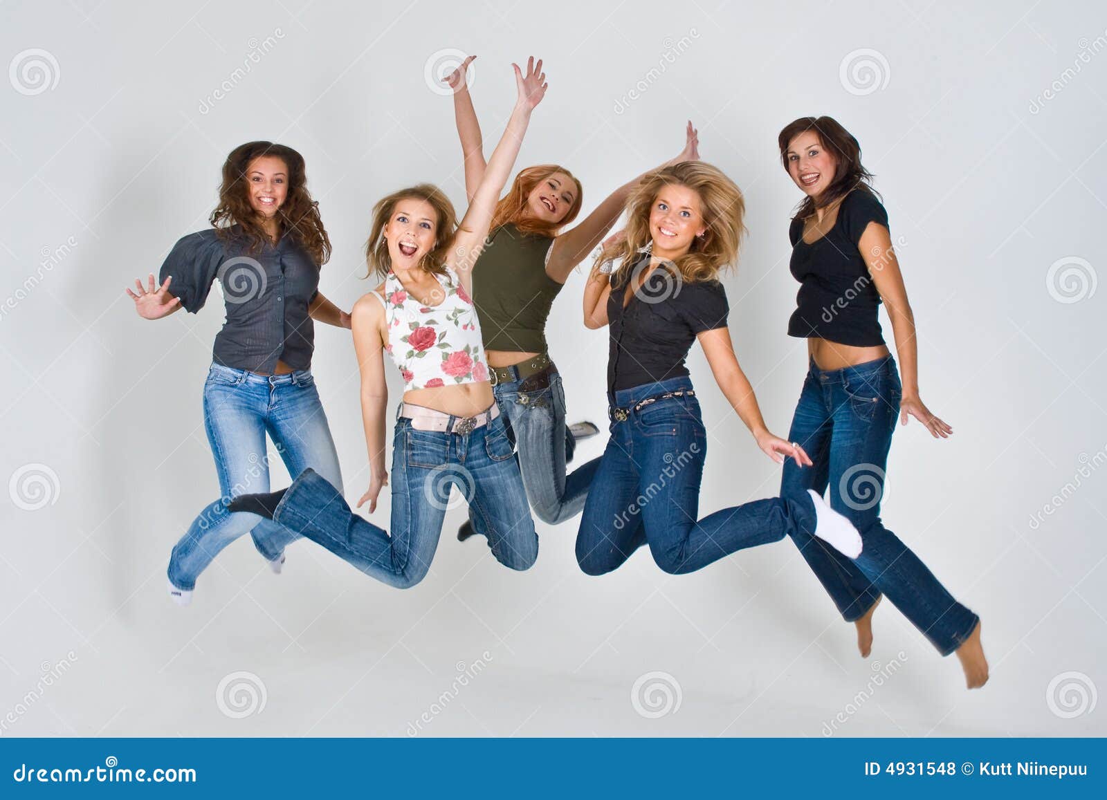 Women jumping in air stock photo. Image of teens, five - 4931548