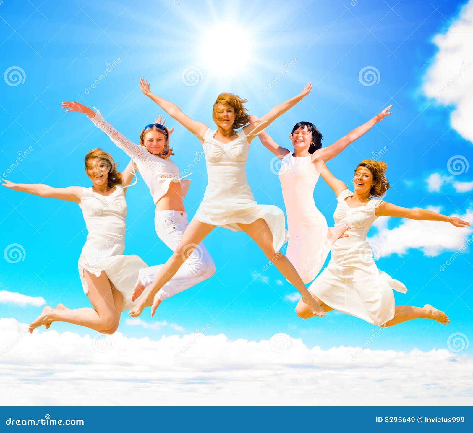 Women jumping in a group stock image. Image of healthy - 8295649