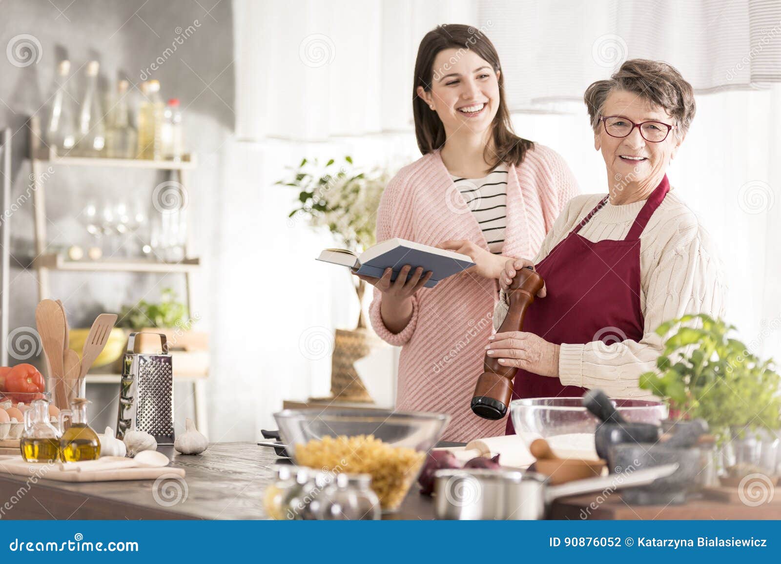 Women in kitchen stock photo. Image of help, cooked, attachment - 90876052
