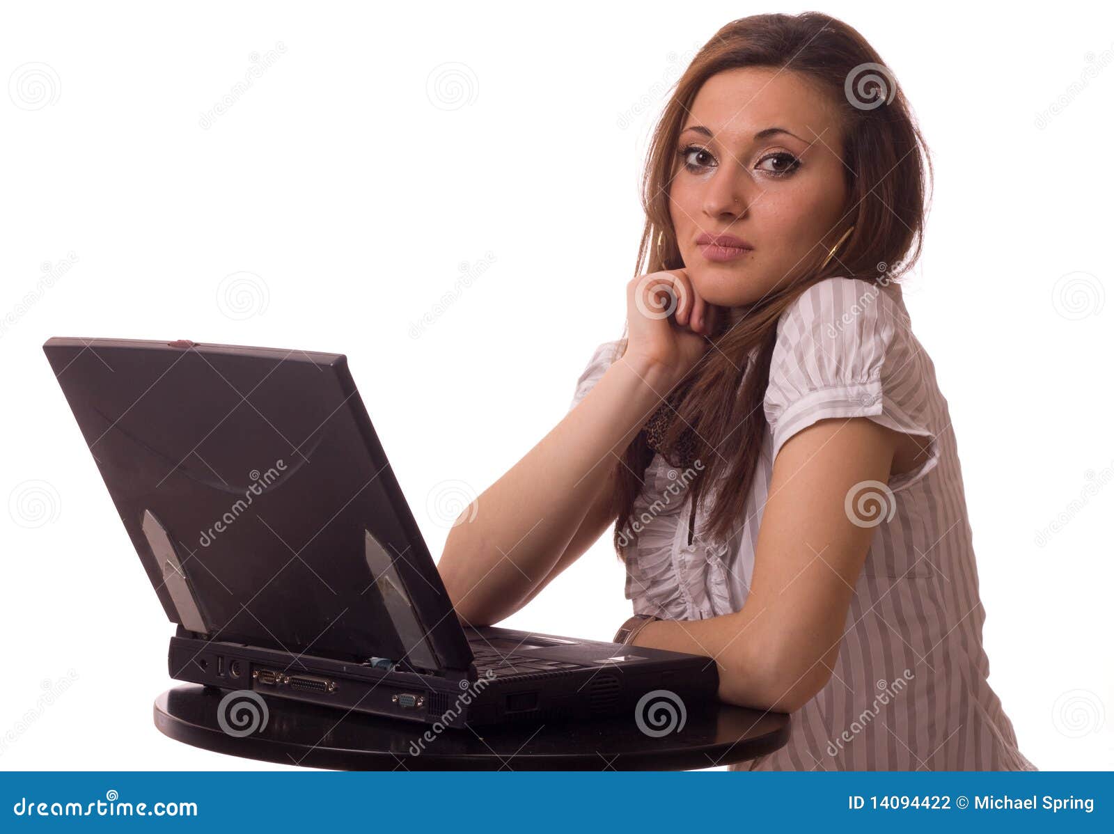 Women on laptop stock photo. Image of cute, pondering - 14094422