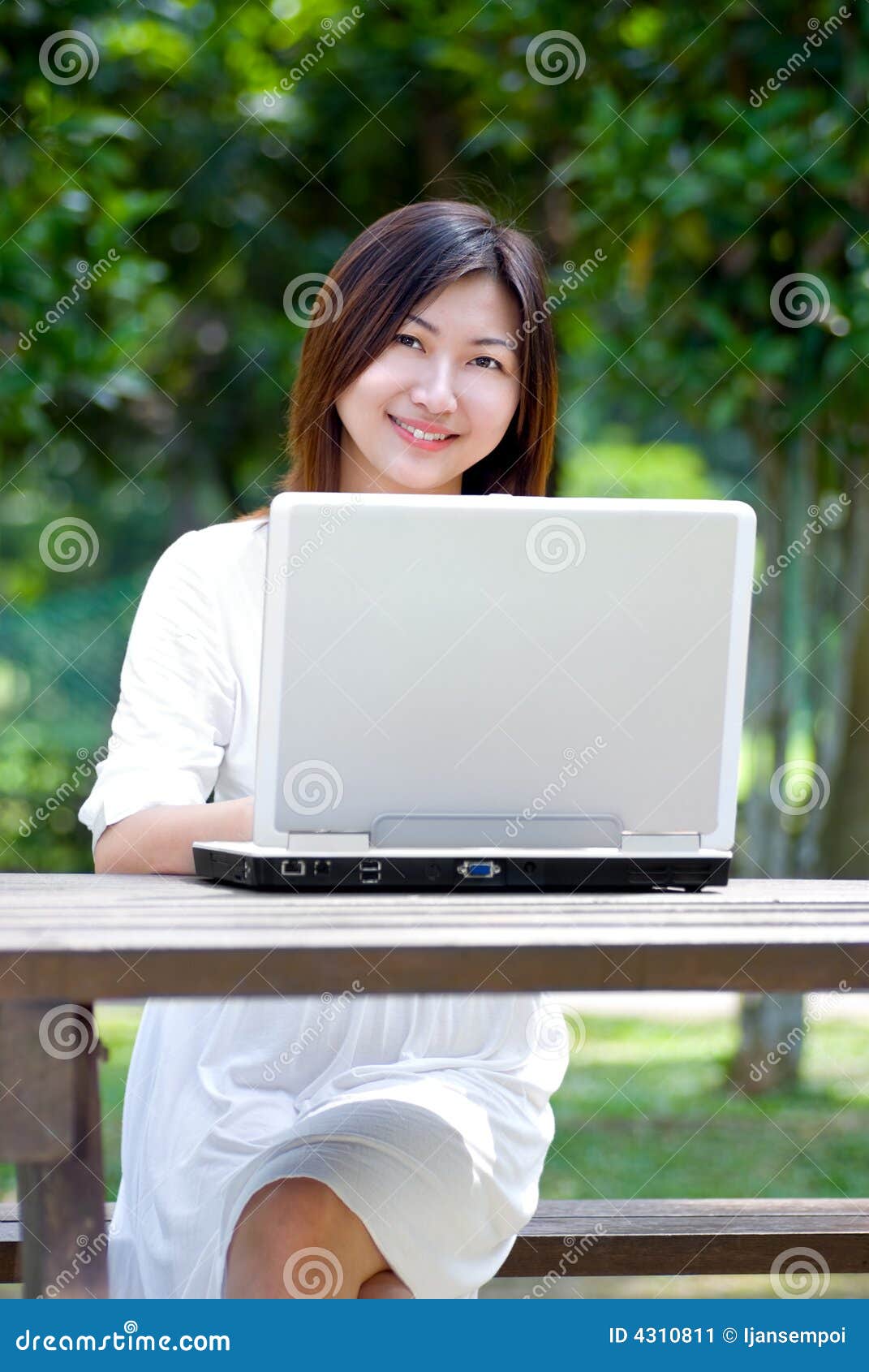 Women with laptop stock image. Image of green, chinese - 4310811