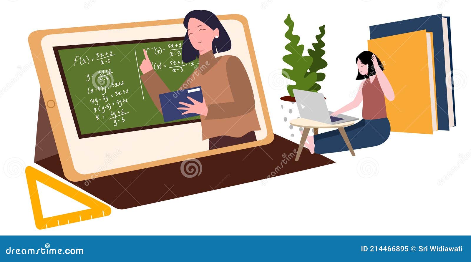 Women Learning Use Laptop with Modern Flat Style Stock Vector ...