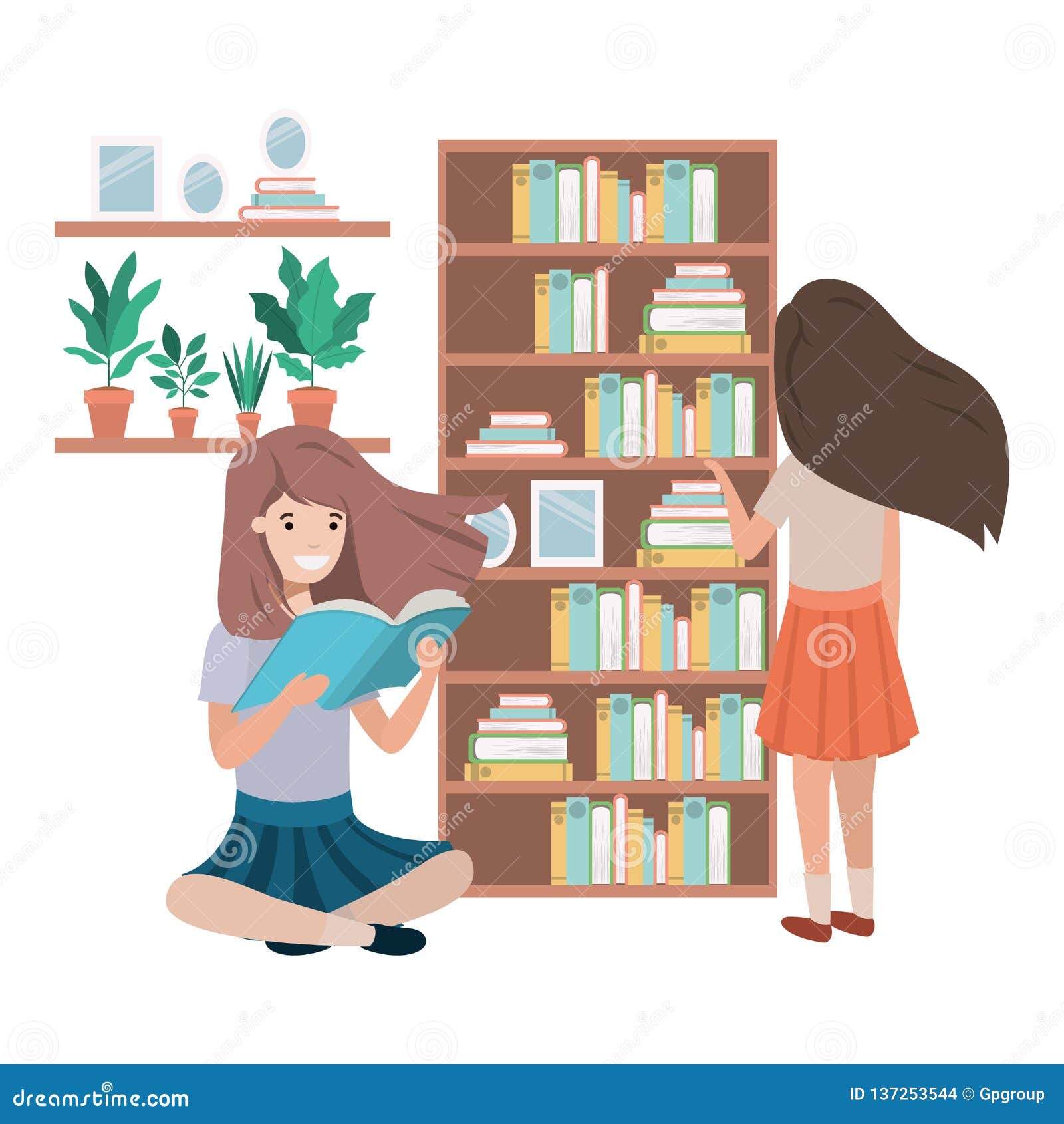 Women in the Library Avatar Character Stock Vector - Illustration of ...