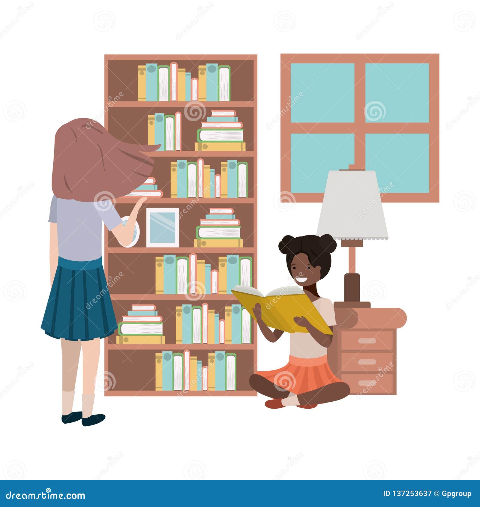 Women in the Library Avatar Character Stock Vector - Illustration of ...
