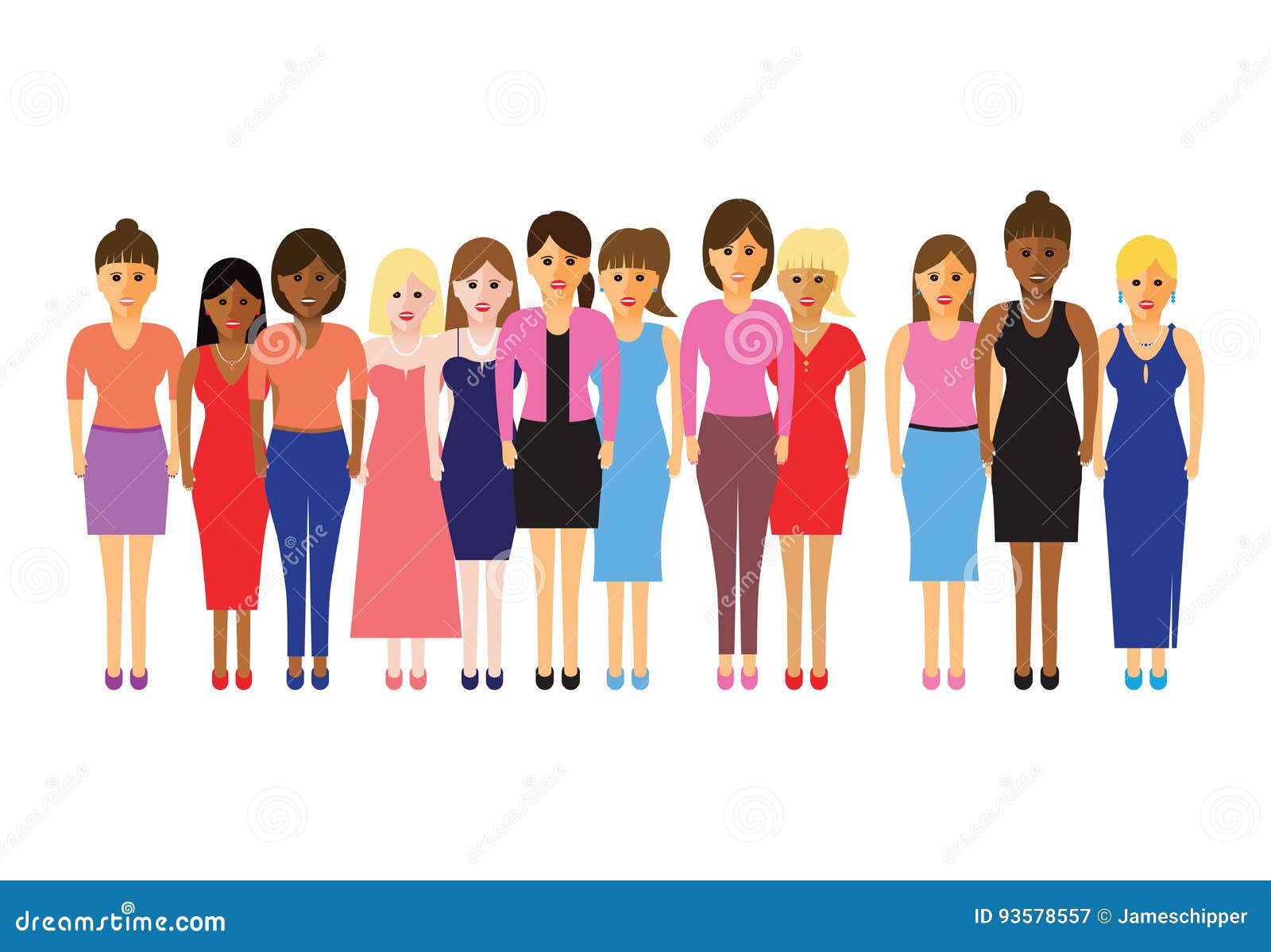 Women in a line stock vector. Illustration of member - 93578557