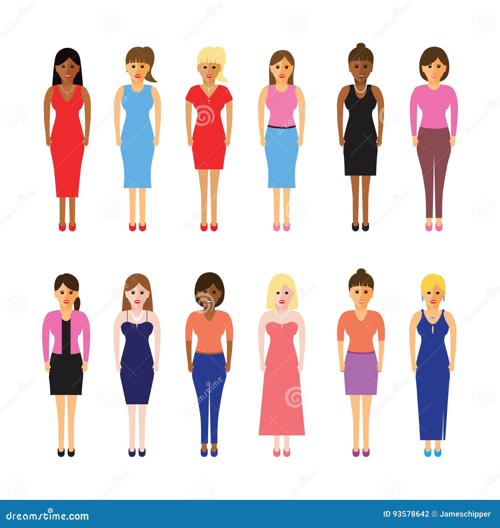 Women in a line stock vector. Illustration of profile - 93578642
