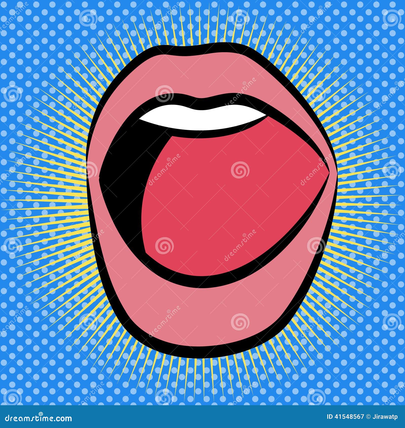 Set Of Lips In 90s Pop Art Style. Vintage Illustration Of Female Mouths ...