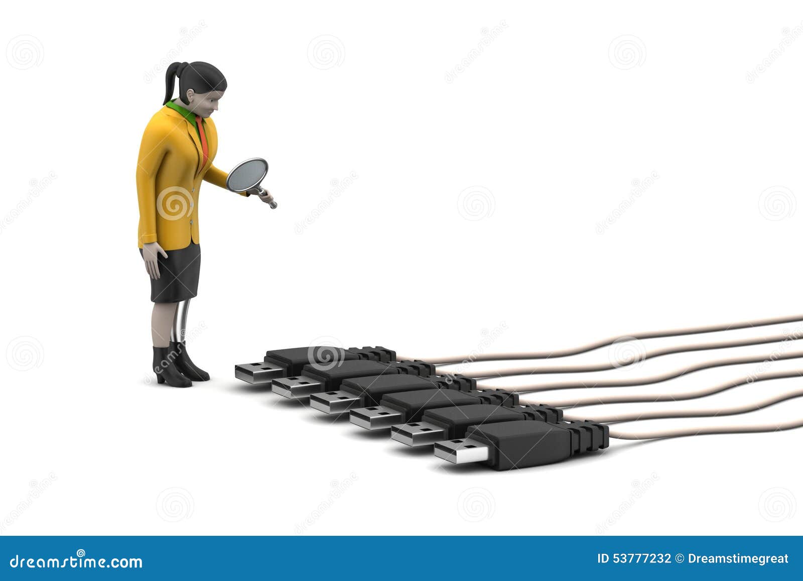 Women Looking Connecting Cable Stock Illustration - Illustration of ...