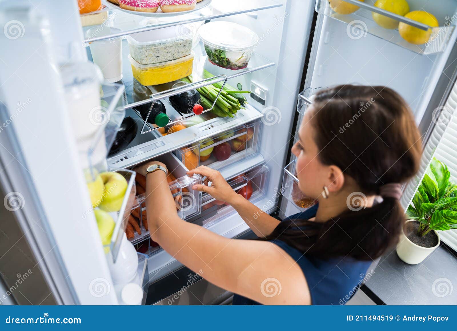 Women Looking for Food Inside Fridge Stock Image - Image of freezer ...