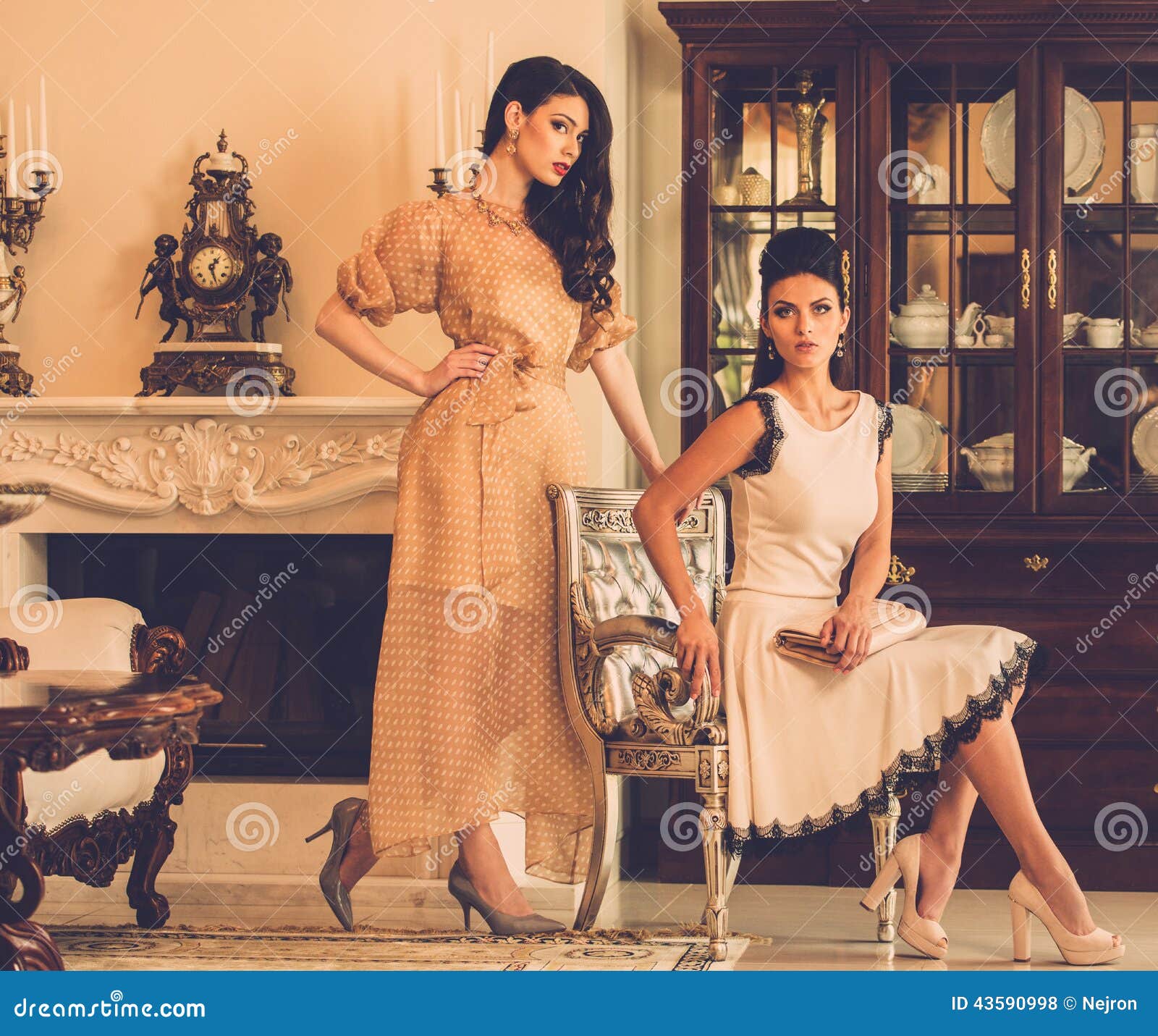 Women in Luxury House Interior Stock Photo - Image of brunette, person ...