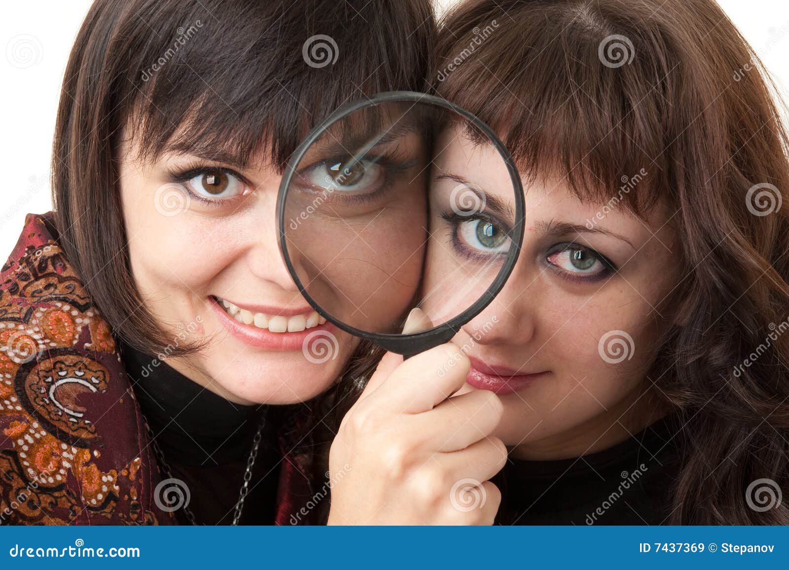 Women with Magnifying Glass Stock Image - Image of hand, females: 7437369