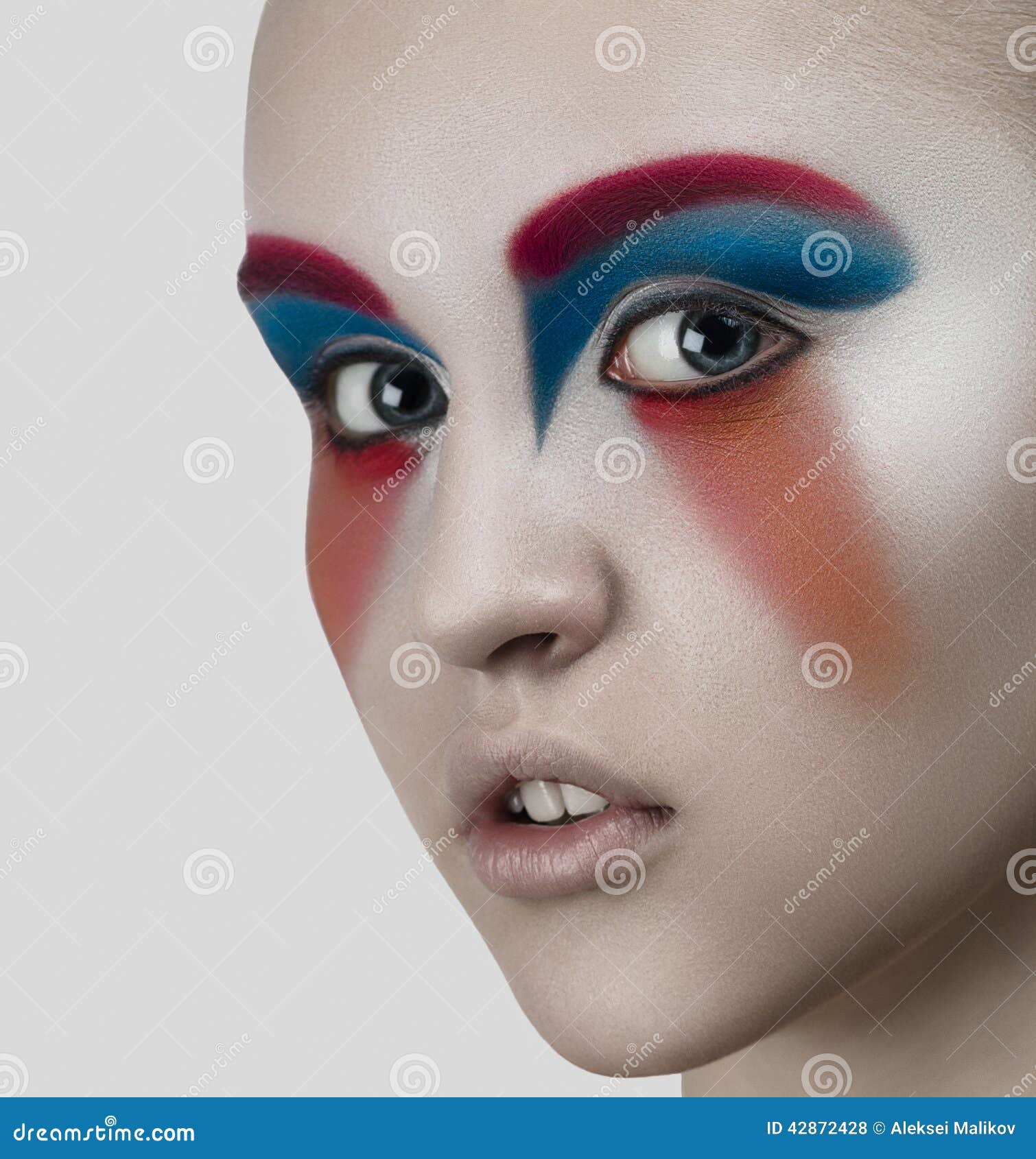 Women Makeup Beauty Blue Red Eye Colors Stock Photo - Image of ...