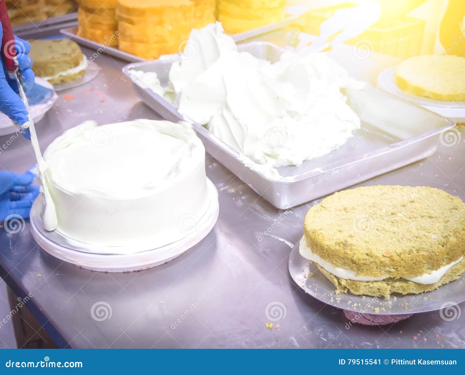 Women Making Cake in Cake Industry with Motion Blur Stock Image - Image ...