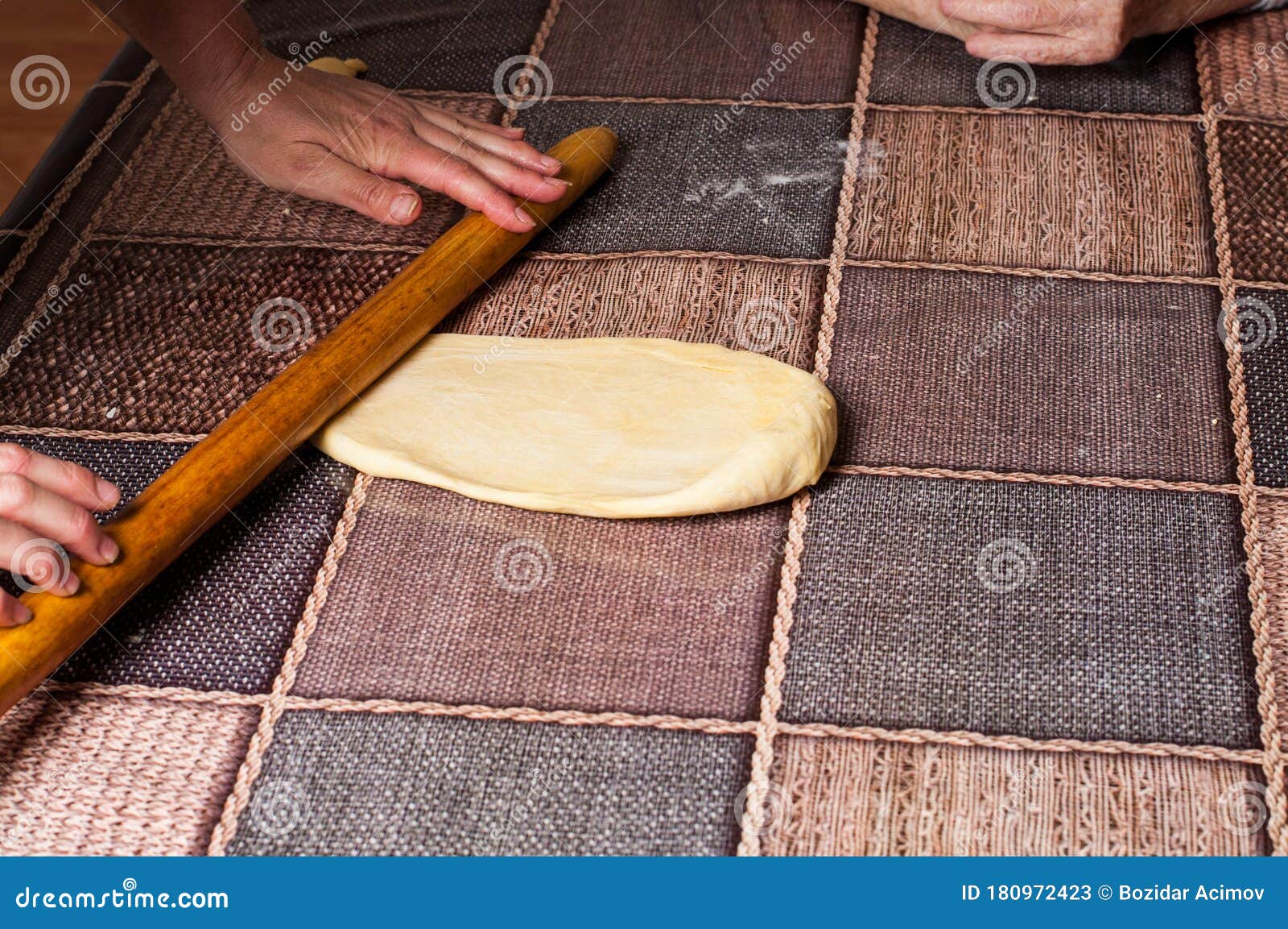 Women Making Dought.Dought for Pizza and Bread Stock Image - Image of ...