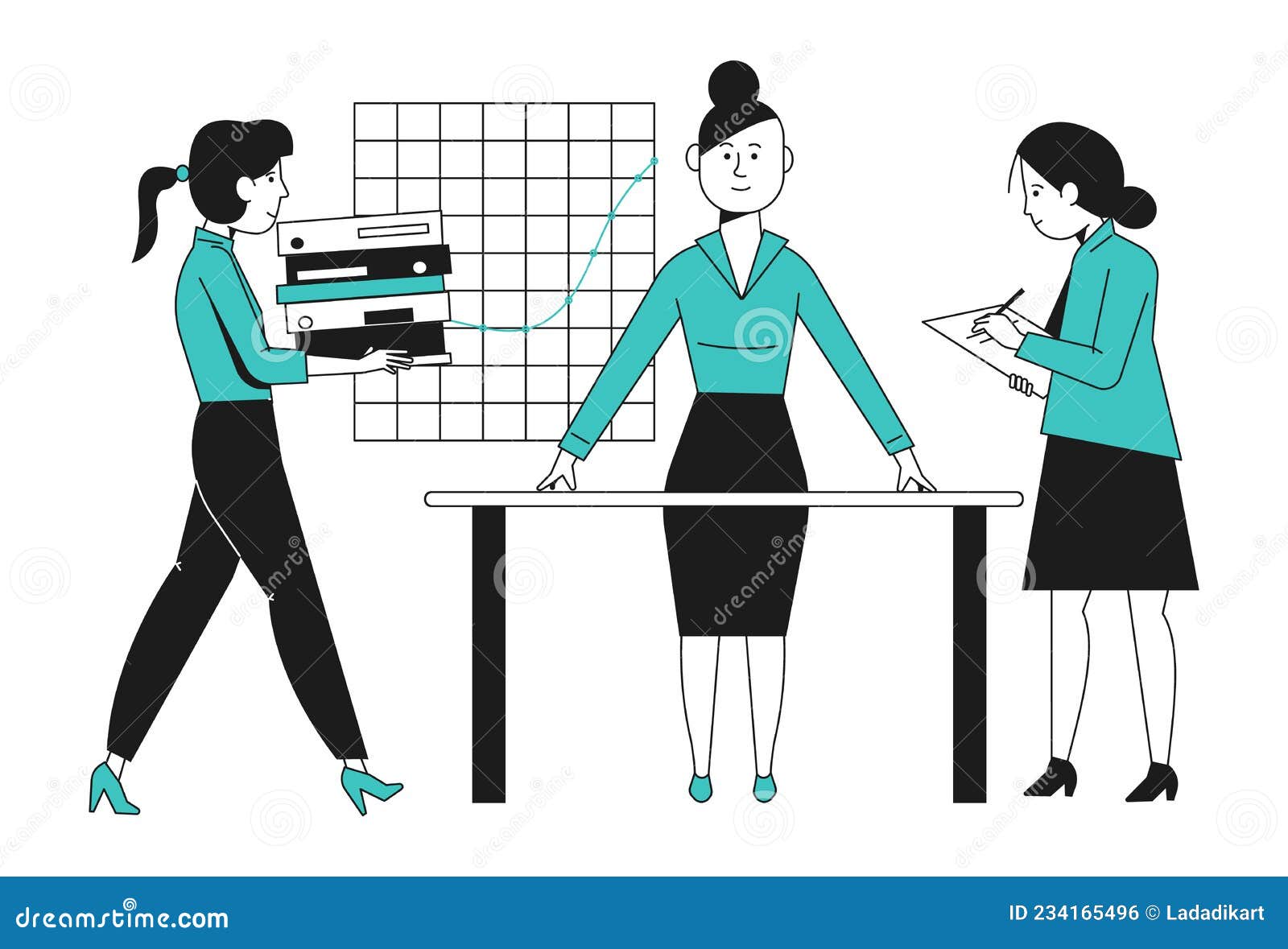 Women Making Statistic Report. People Collecting Data from Documents ...