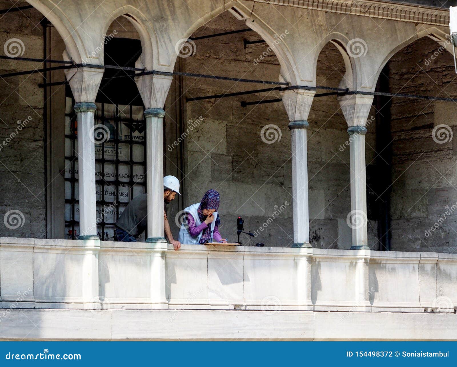 Persons Working in Sultanahmet Mosque in Restoration Editorial ...