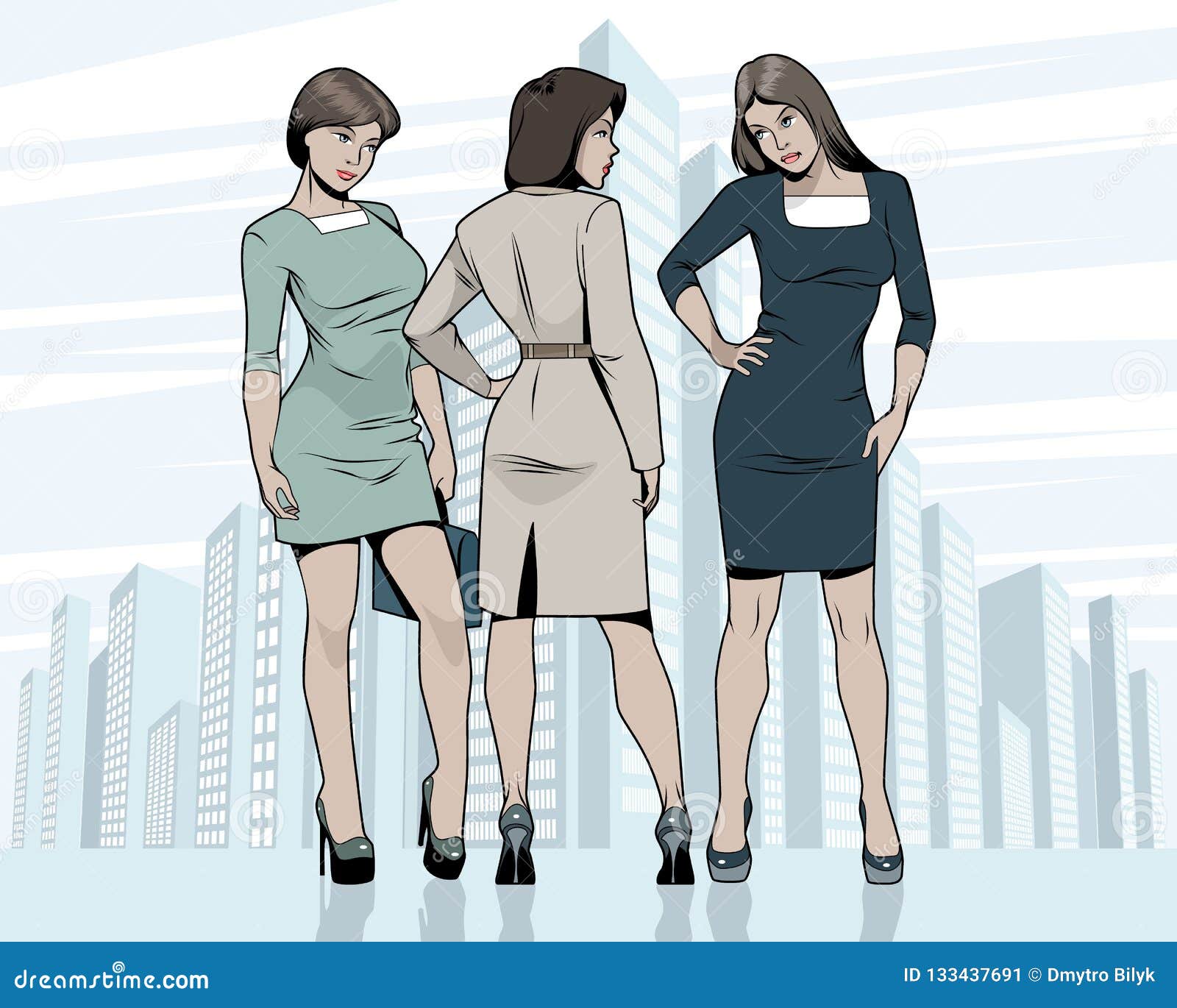 Women meeting outdoors stock vector. Illustration of success - 133437691