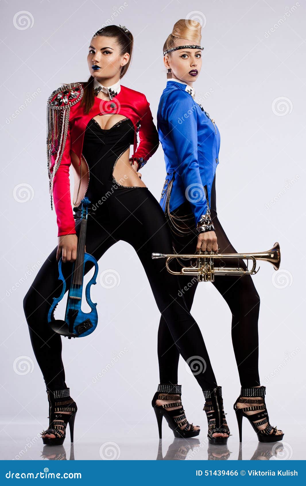 Women with Musical Instruments Stock Photo - Image of elegant, hand ...