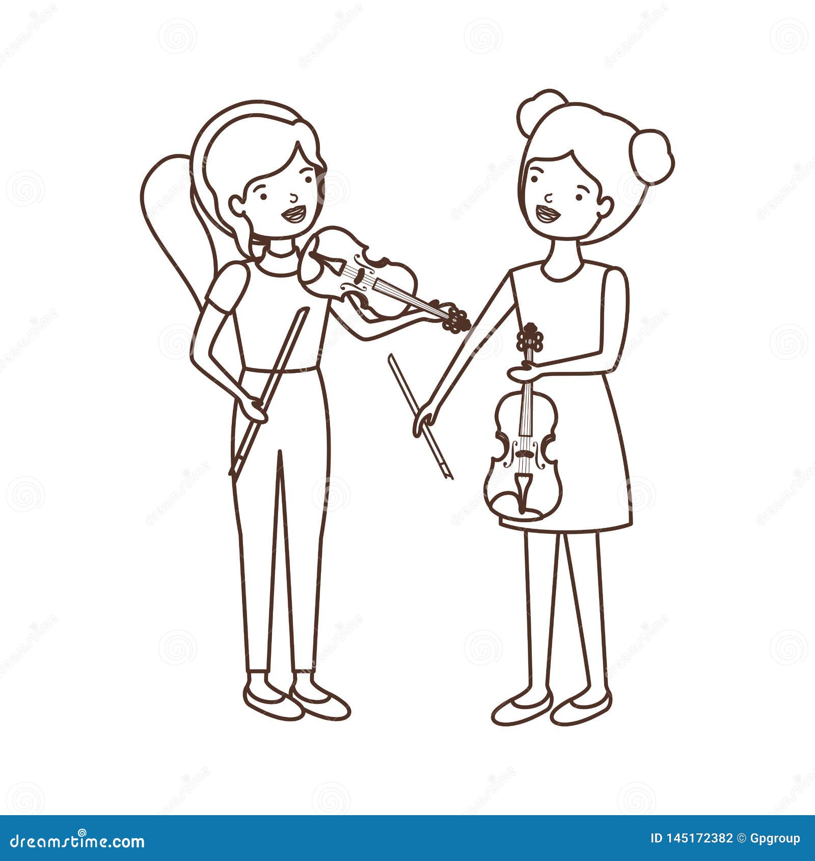 Women with Musical Instruments Character Stock Vector - Illustration of ...