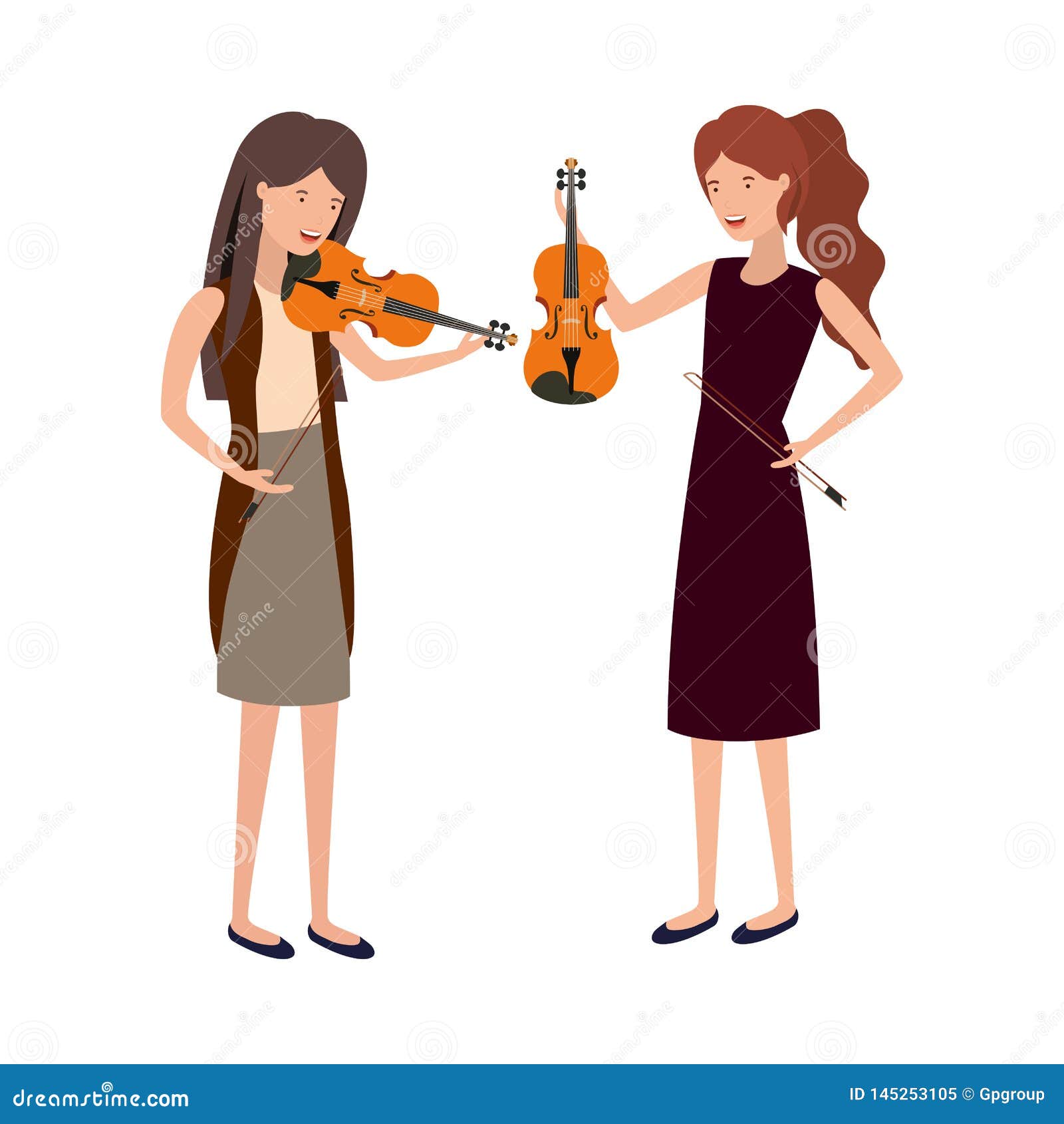 Women with Musical Instruments Character Stock Vector - Illustration of ...