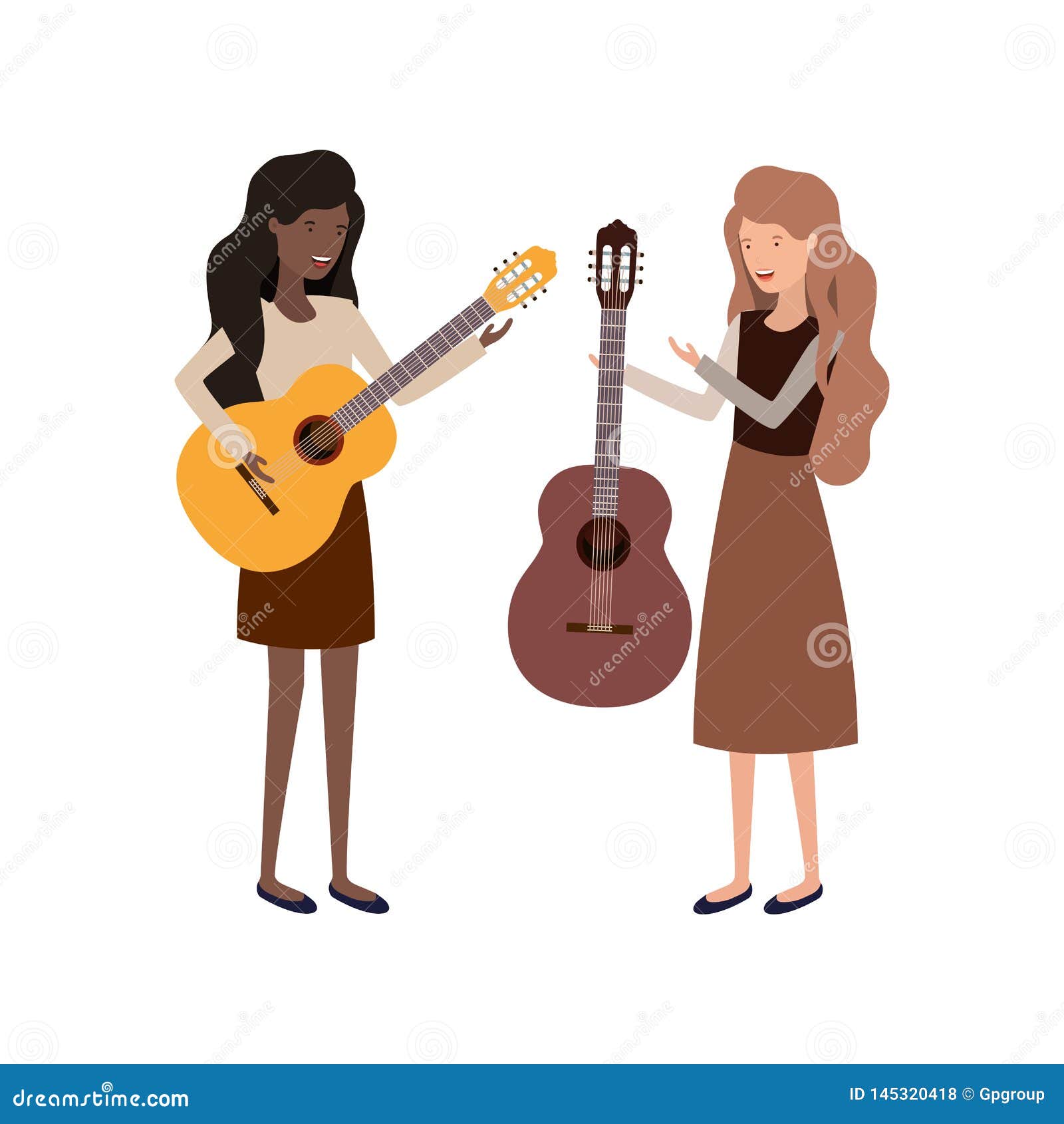 Women with Musical Instruments Character Stock Vector - Illustration of ...