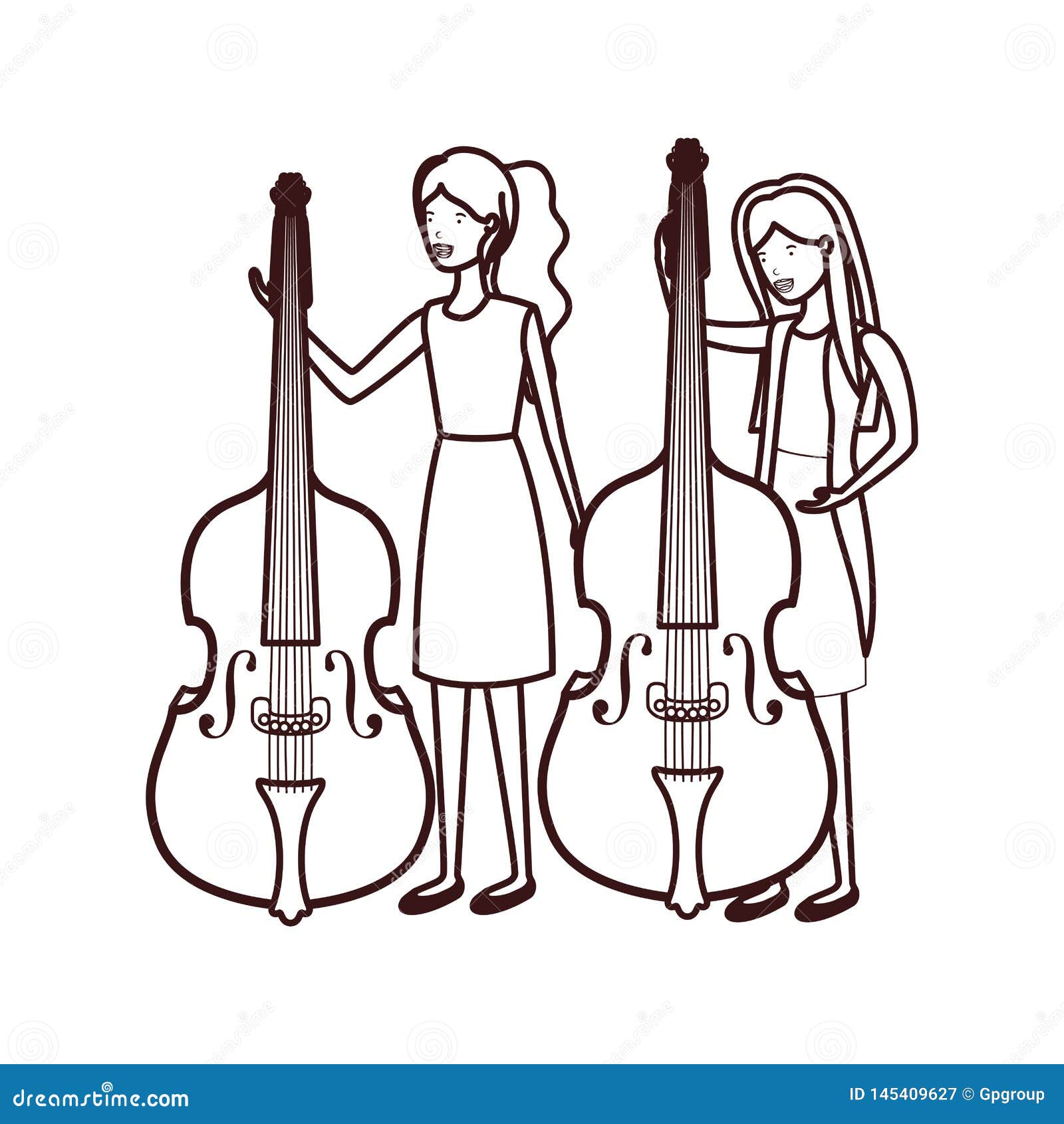 Women with Musical Instruments Character Stock Vector - Illustration of ...