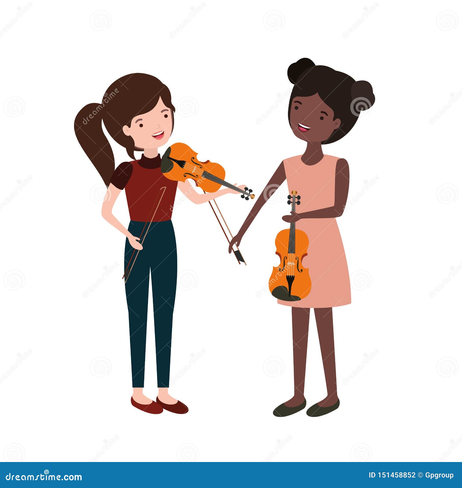 Women with Musical Instruments Character Stock Vector - Illustration of ...
