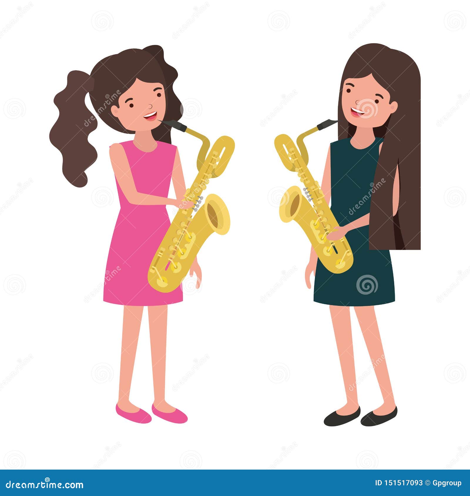 Women with Musical Instruments Character Stock Vector - Illustration of ...