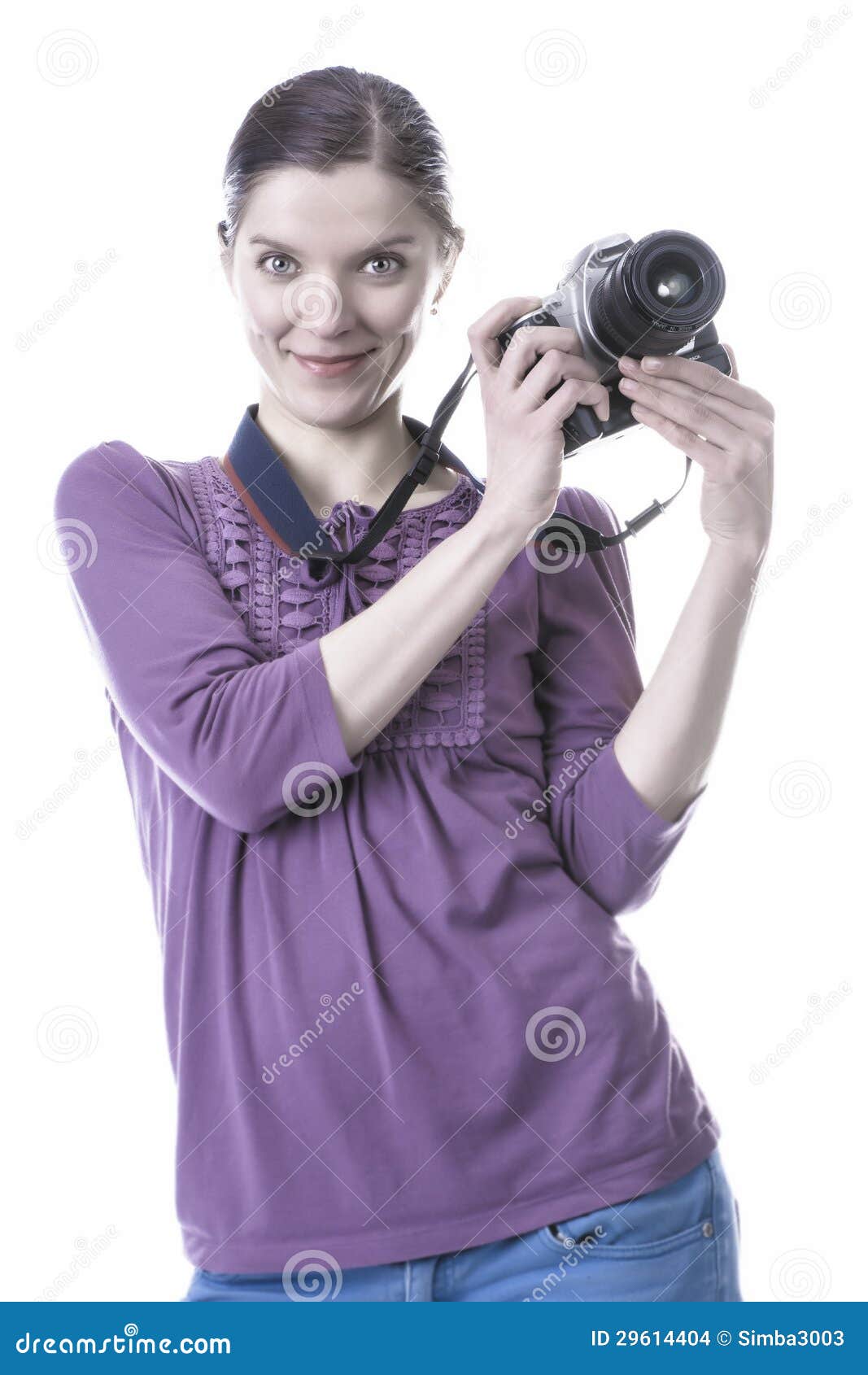 Women with old camera stock photo. Image of front, adult - 29614404