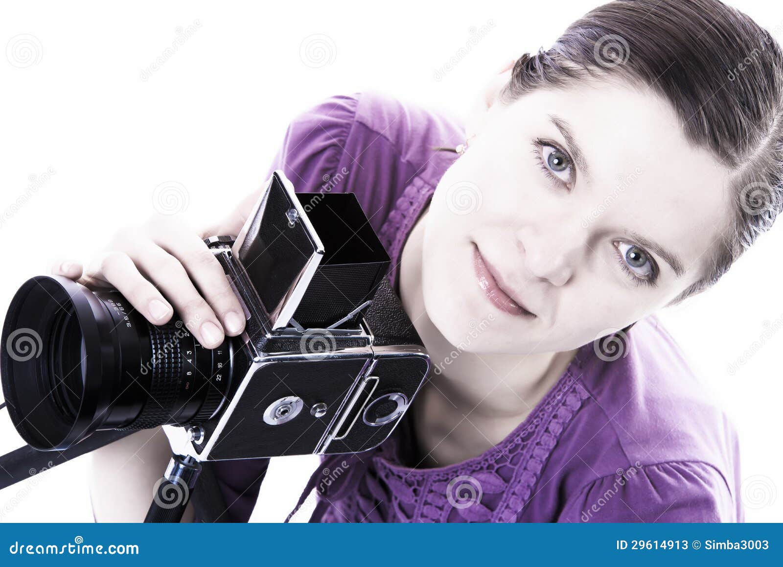 Women with old camera stock image. Image of blonde, instant - 29614913