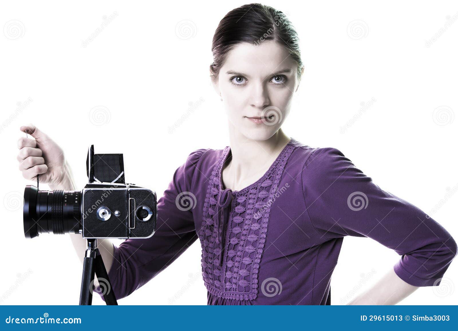 Women with old camera stock image. Image of instant, cool - 29615013