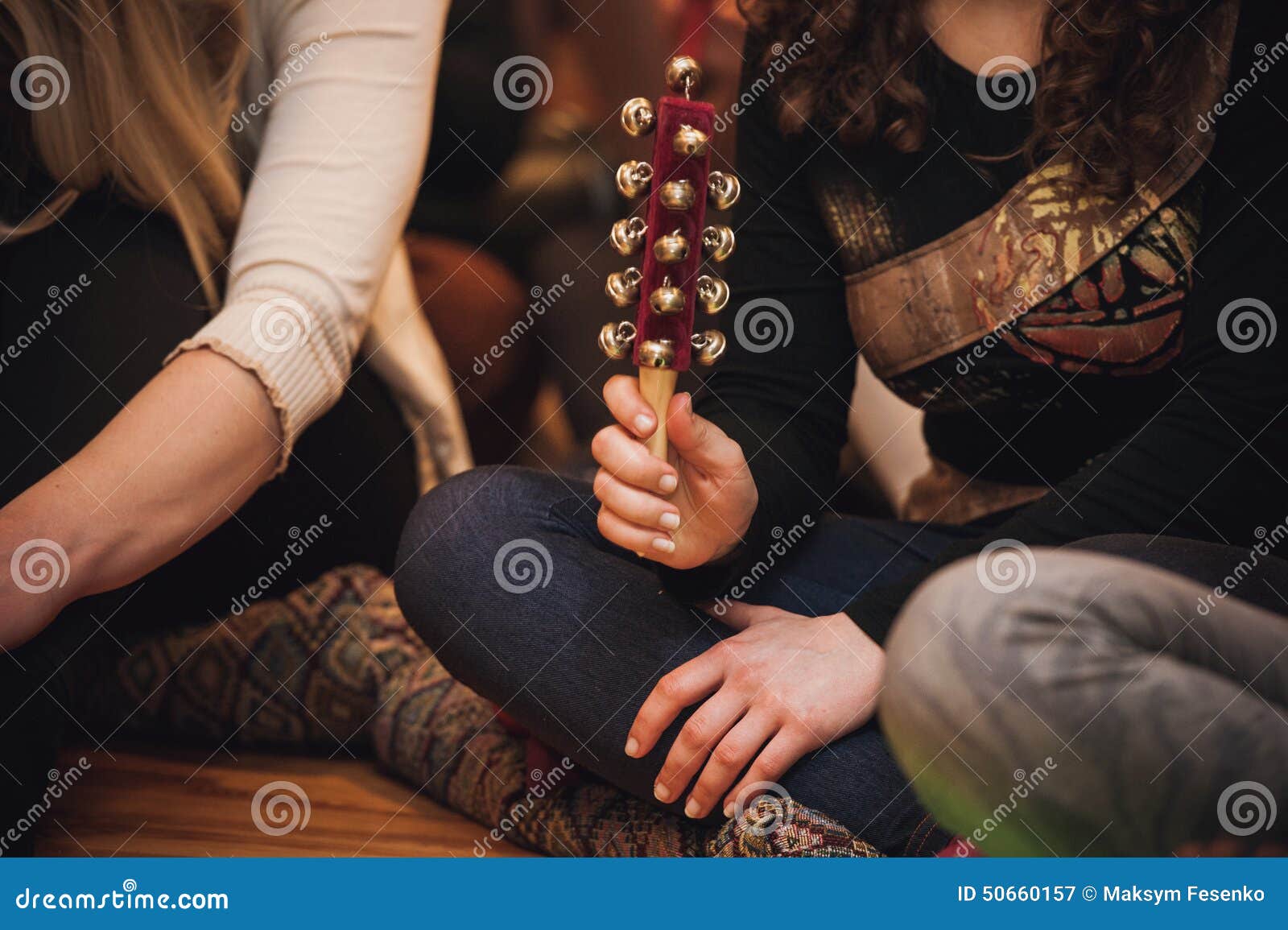 Women Playing Hand Sleigh Bells Stock Image - Image of music, cymbals ...