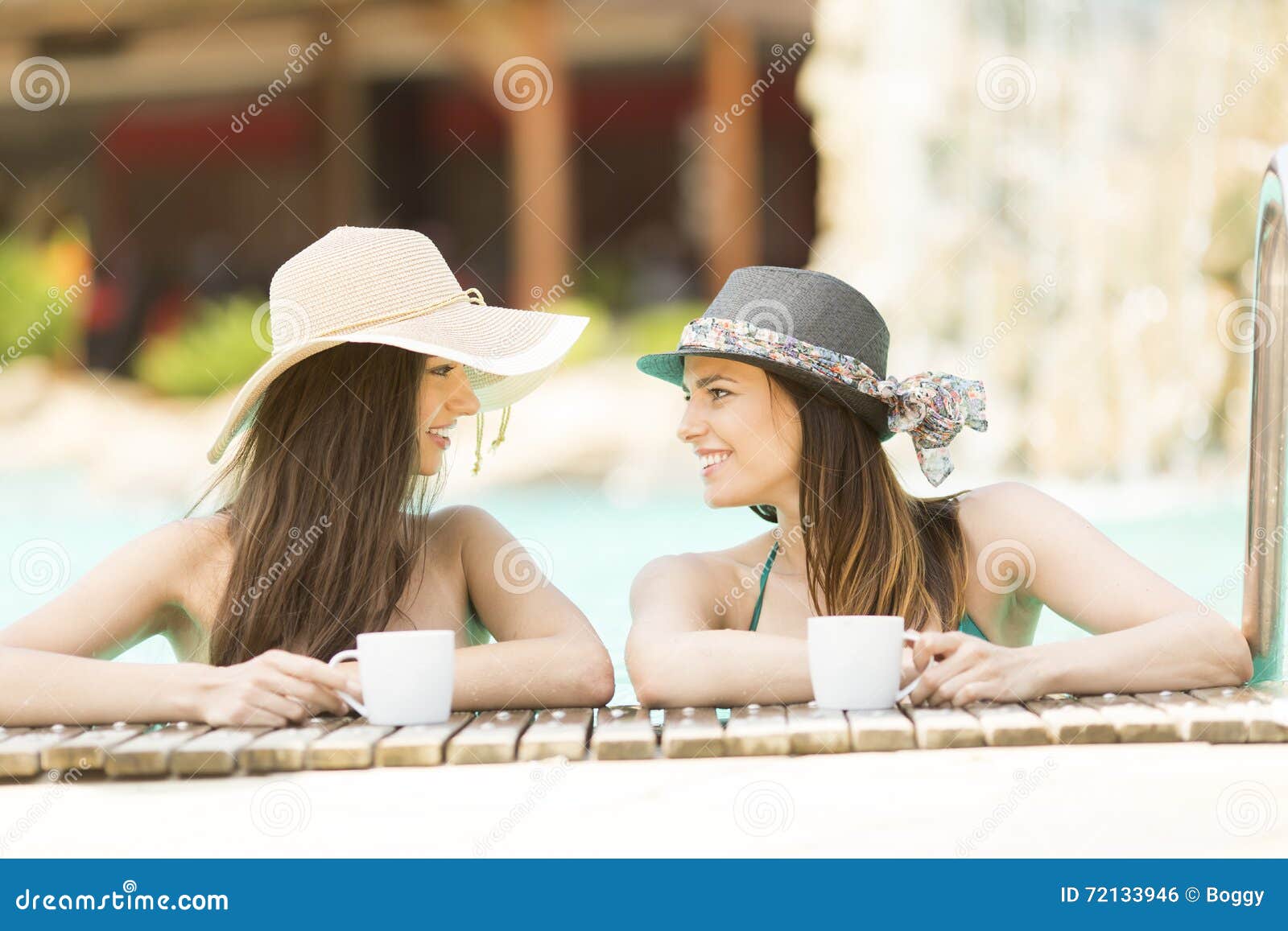 Women in the pool stock photo. Image of caucasian, young - 72133946