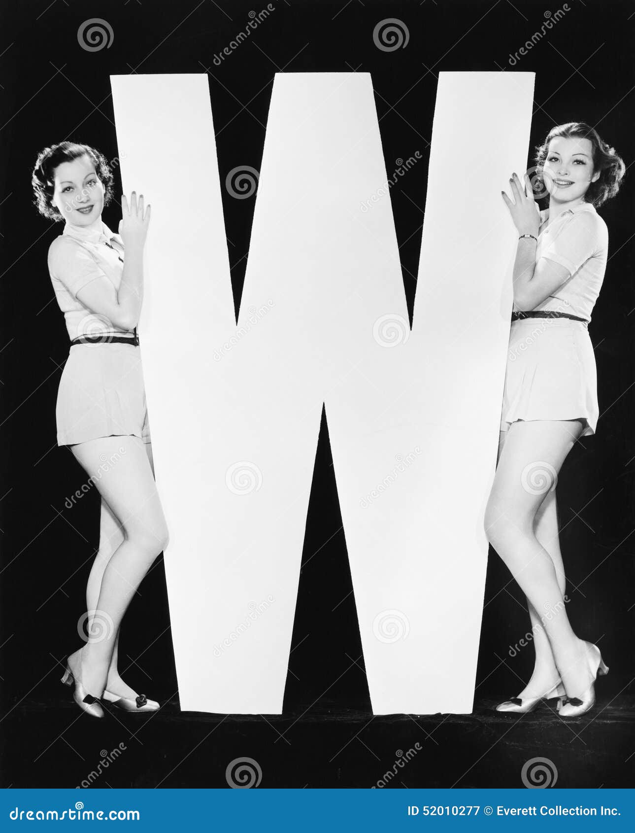 Women Posing with Huge Letter W Stock Image - Image of attractive ...