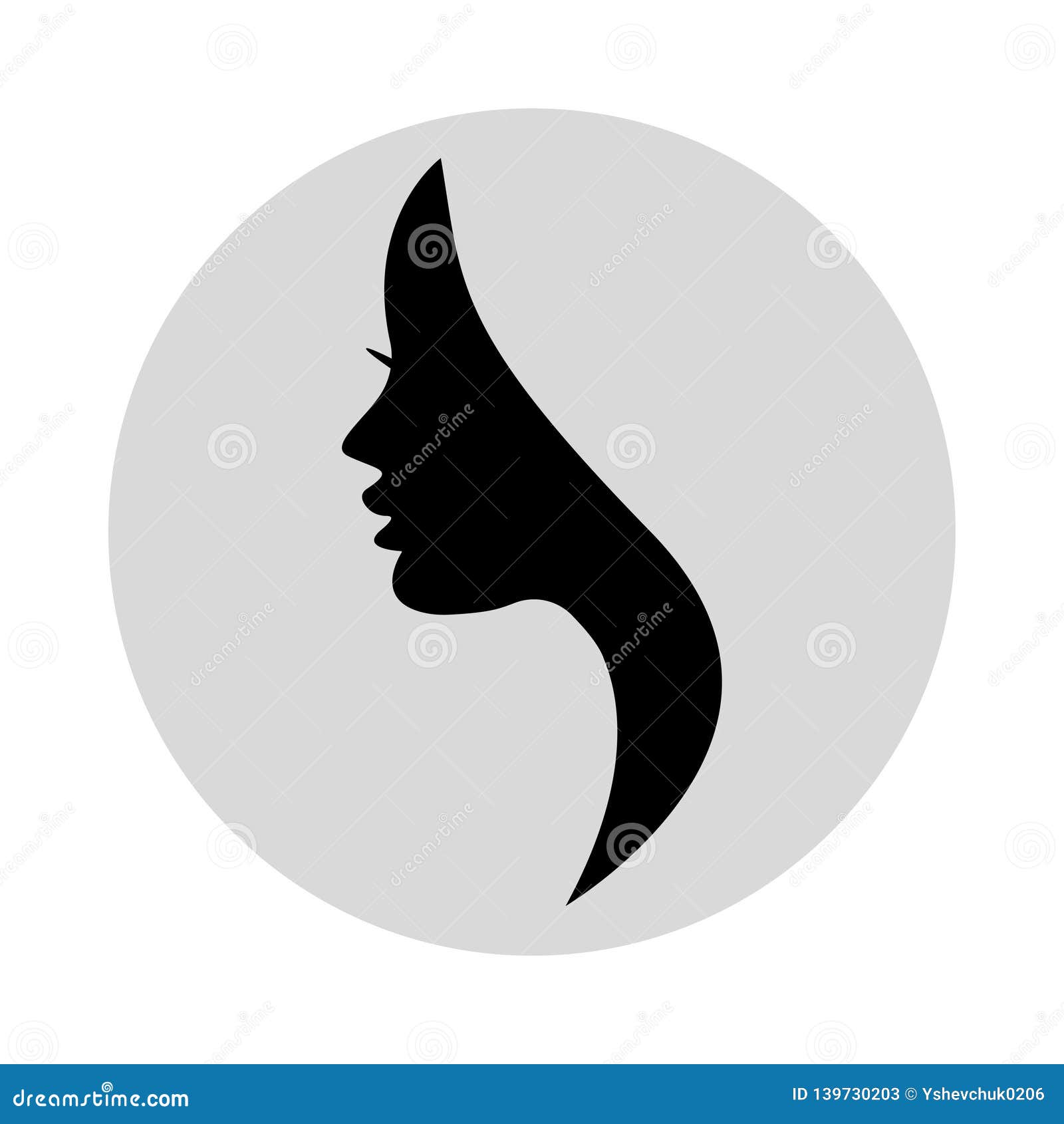 Women Profile Silhouette on the Gray Background. Vector Illustration ...