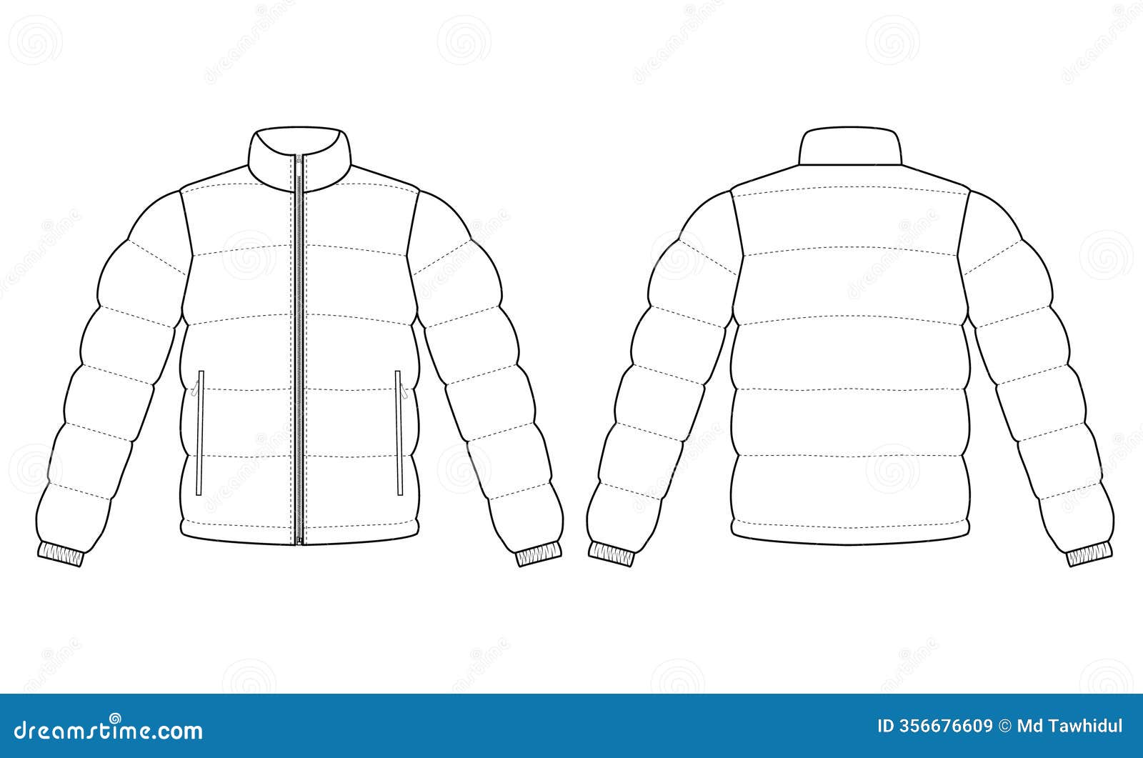 Women Puffer Jacket Vector Mockup Template Design Stock Photography ...