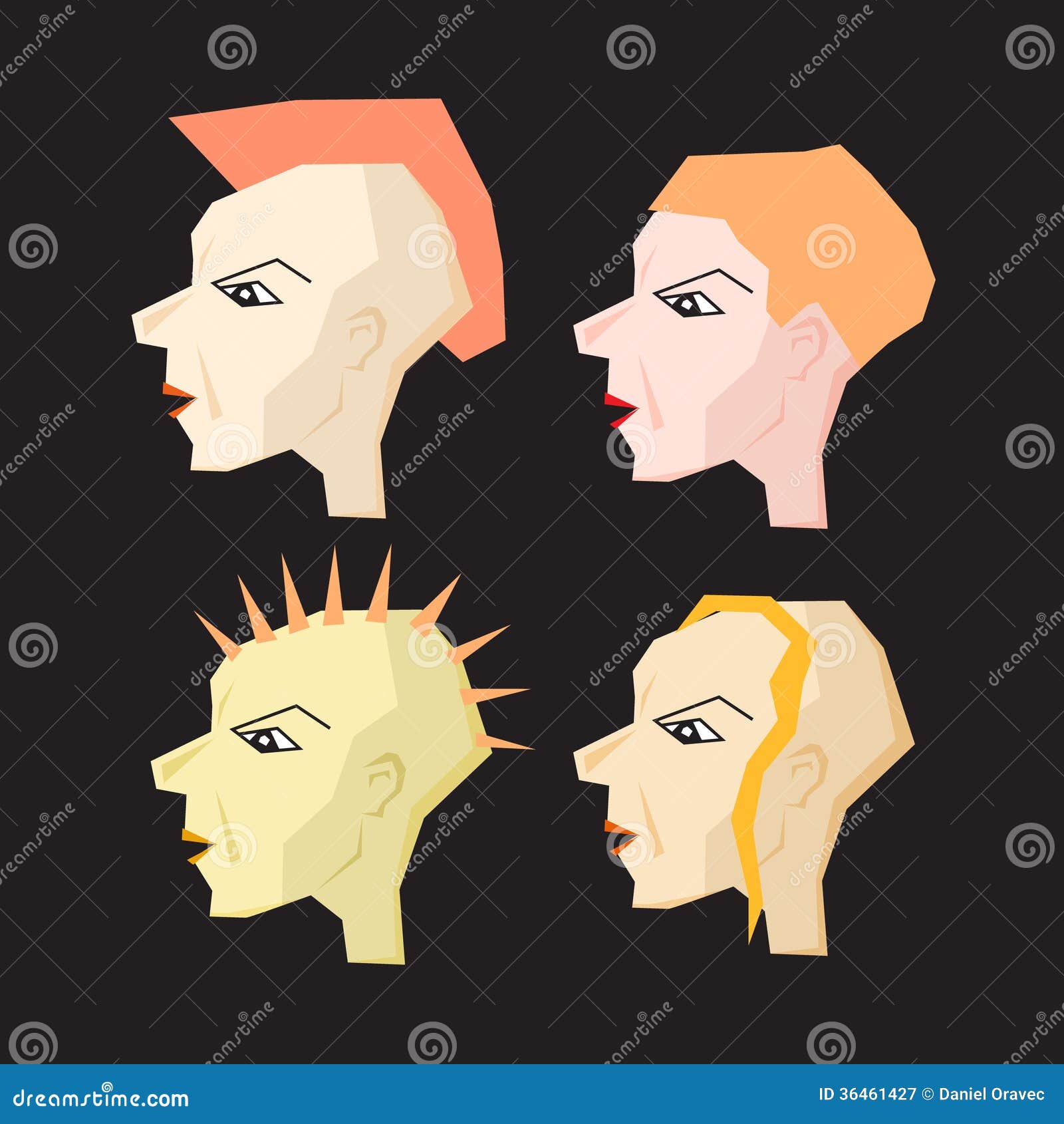 Women Punk Head Illustration Stock Vector - Illustration of beautiful ...