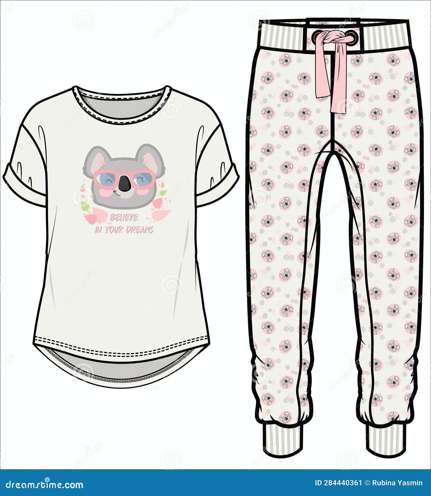 Women Tee and Capri Tee Joggers and Short with Koala Graphic Nightwear ...